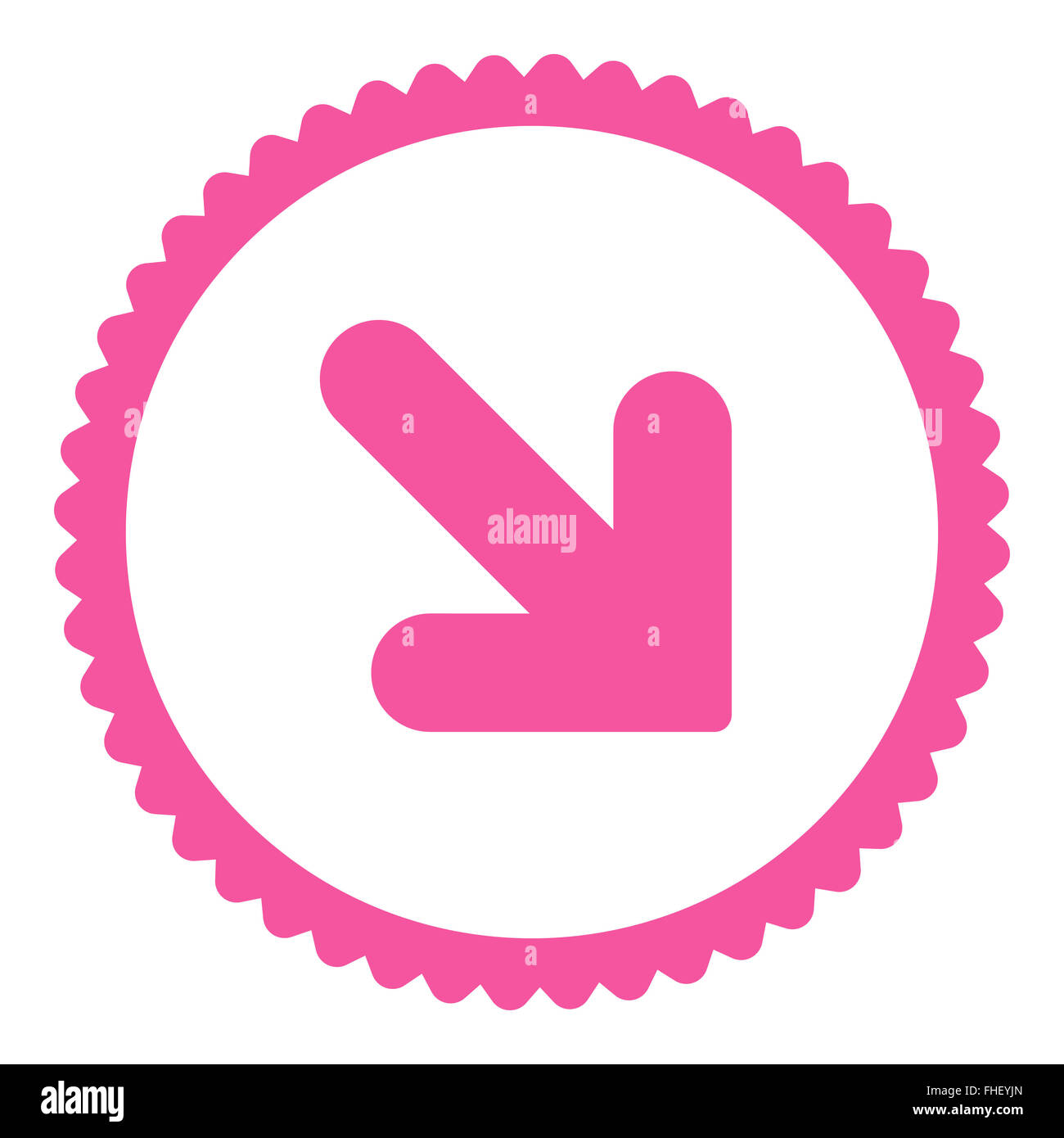 Arrow Down Right flat pink color round stamp icon Stock Photo - Alamy