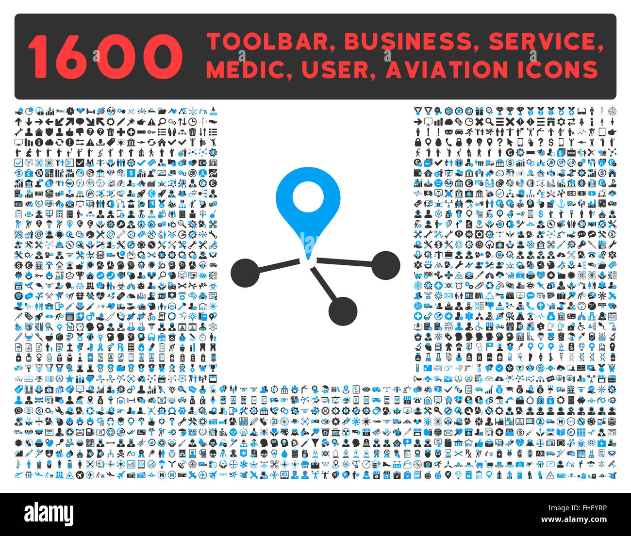 Geo Network Icon with Large Pictogram Collection Stock Photo - Alamy