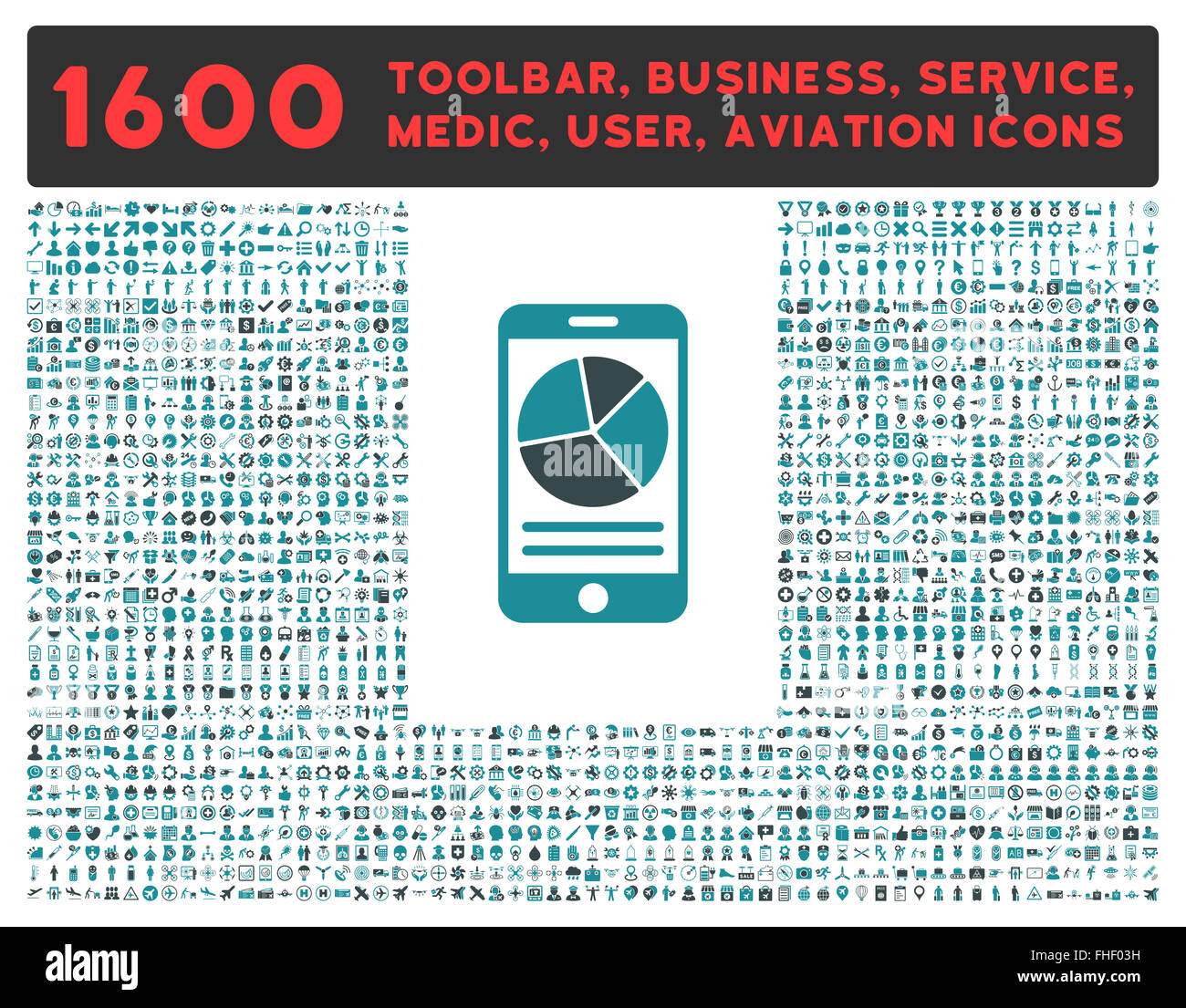 Mobile Report Icon with Large Pictogram Collection Stock Photo - Alamy