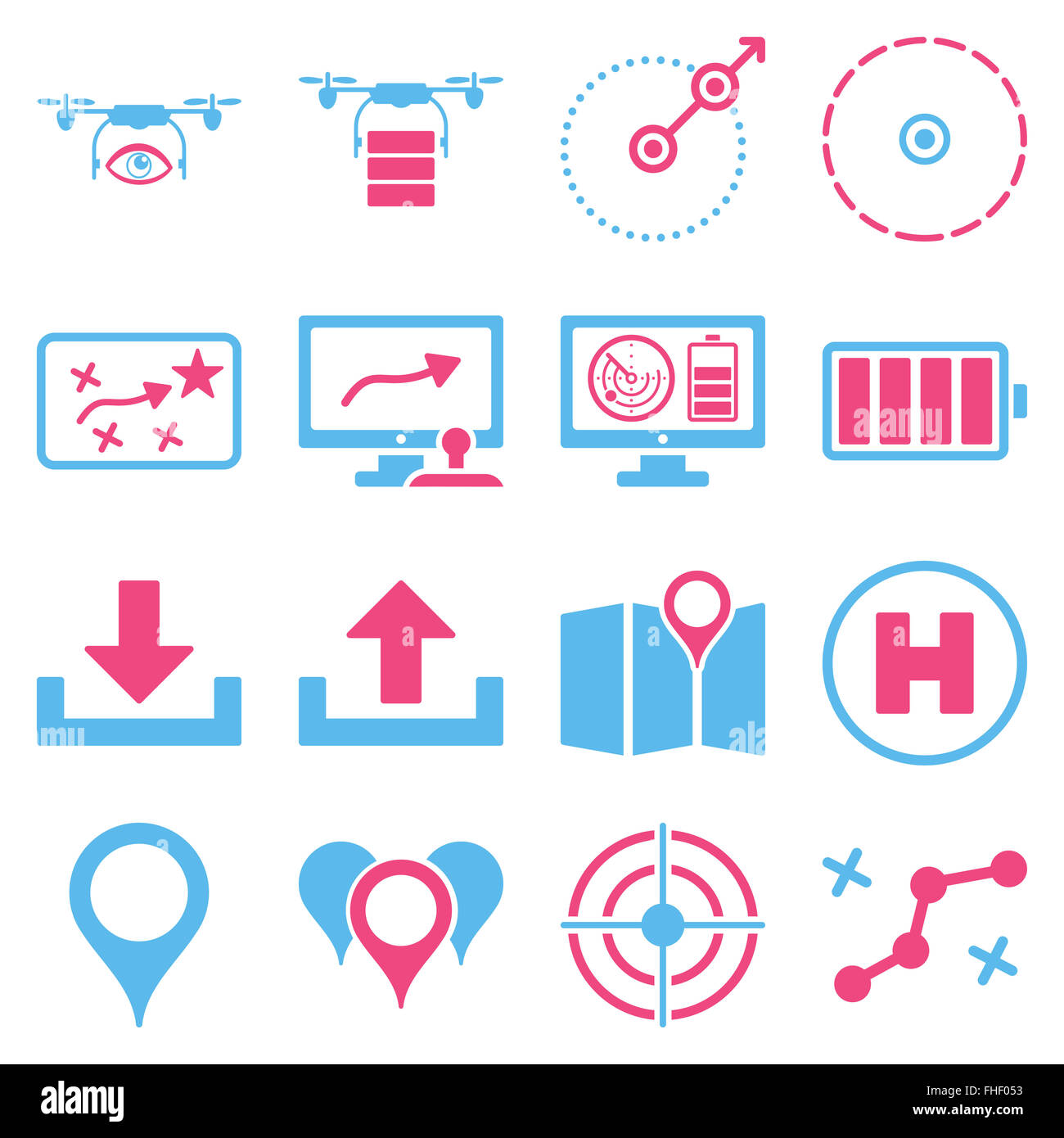 Drone control icon set Stock Photo - Alamy