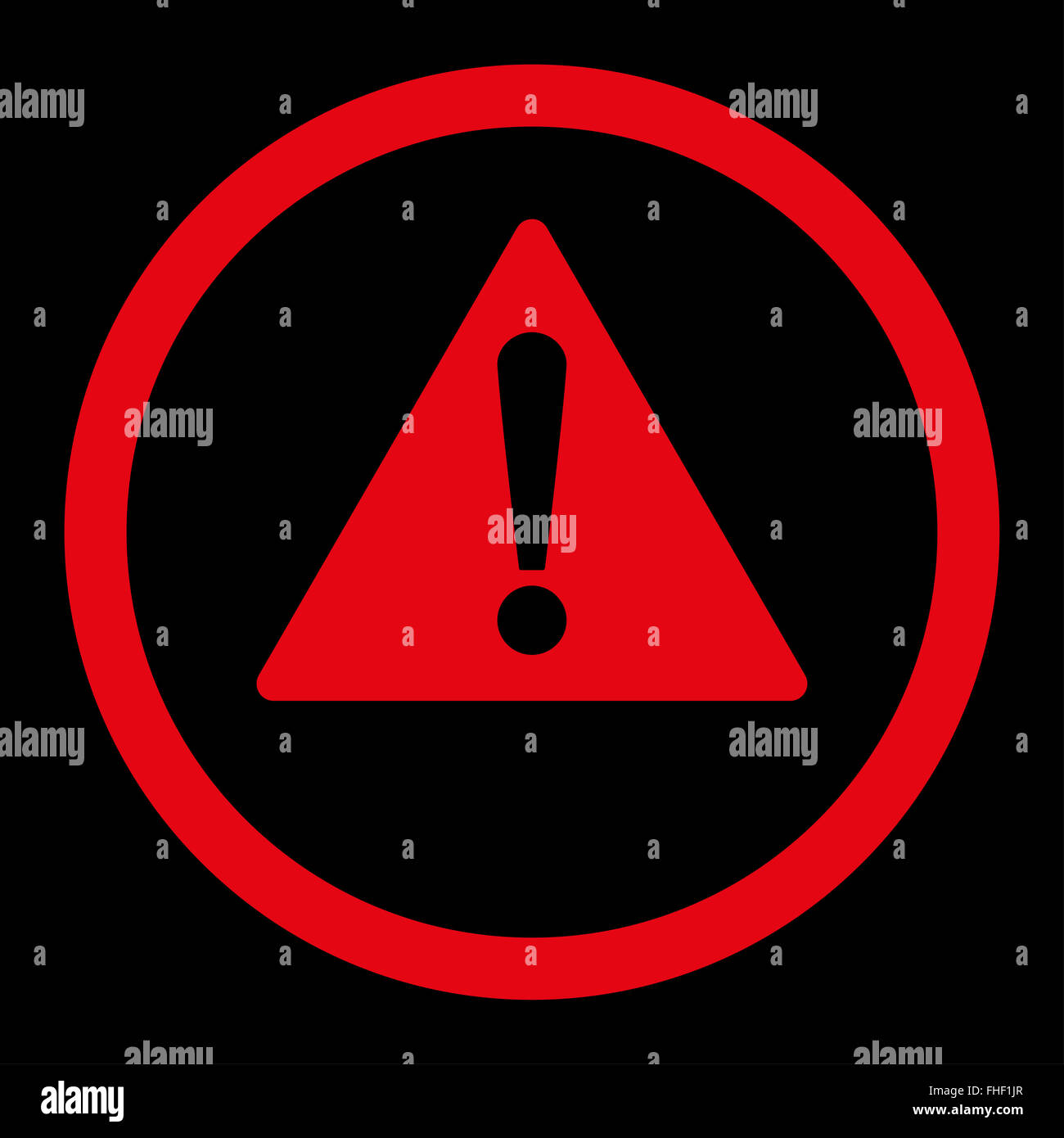 Warning flat red color rounded raster icon Stock Photo - Alamy