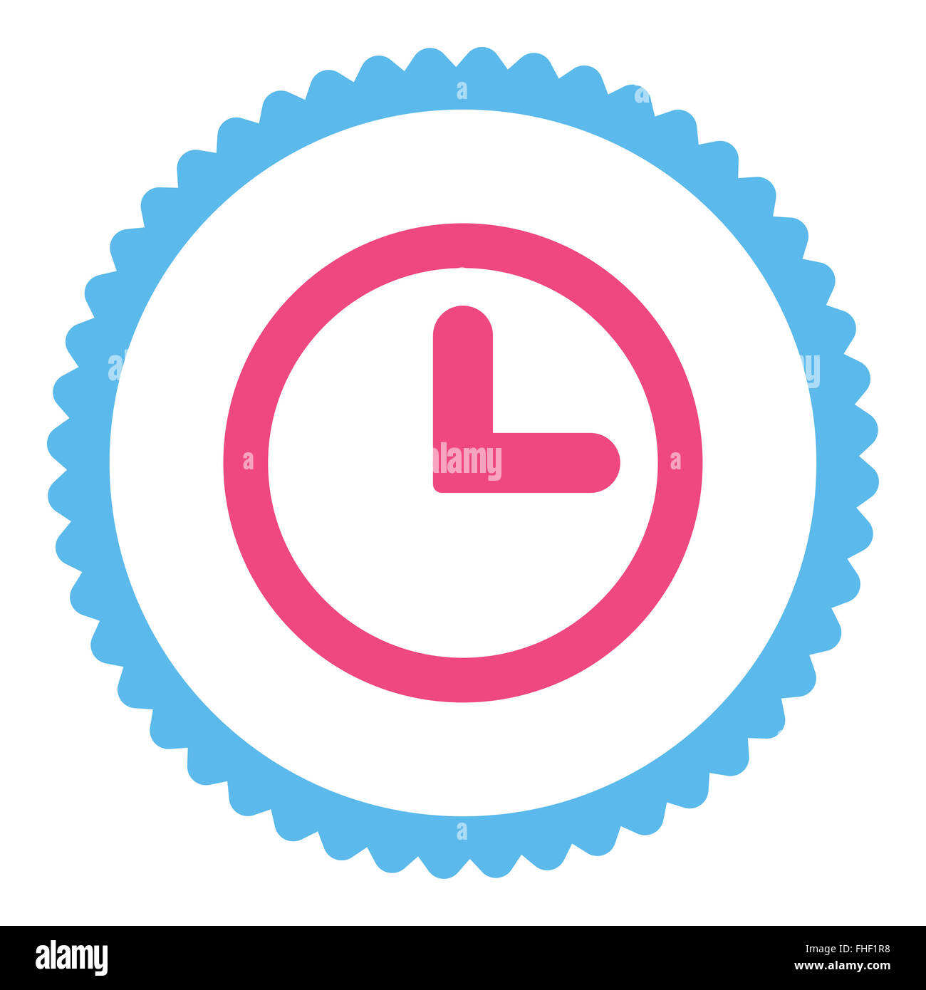 Clock flat pink and blue colors round stamp icon Stock Photo - Alamy
