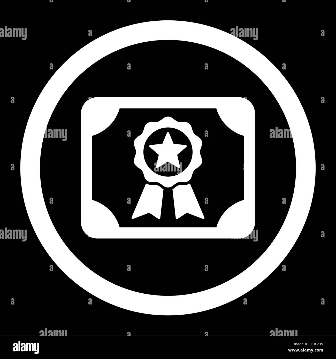 Certificate flat white color rounded vector icon Stock Photo - Alamy