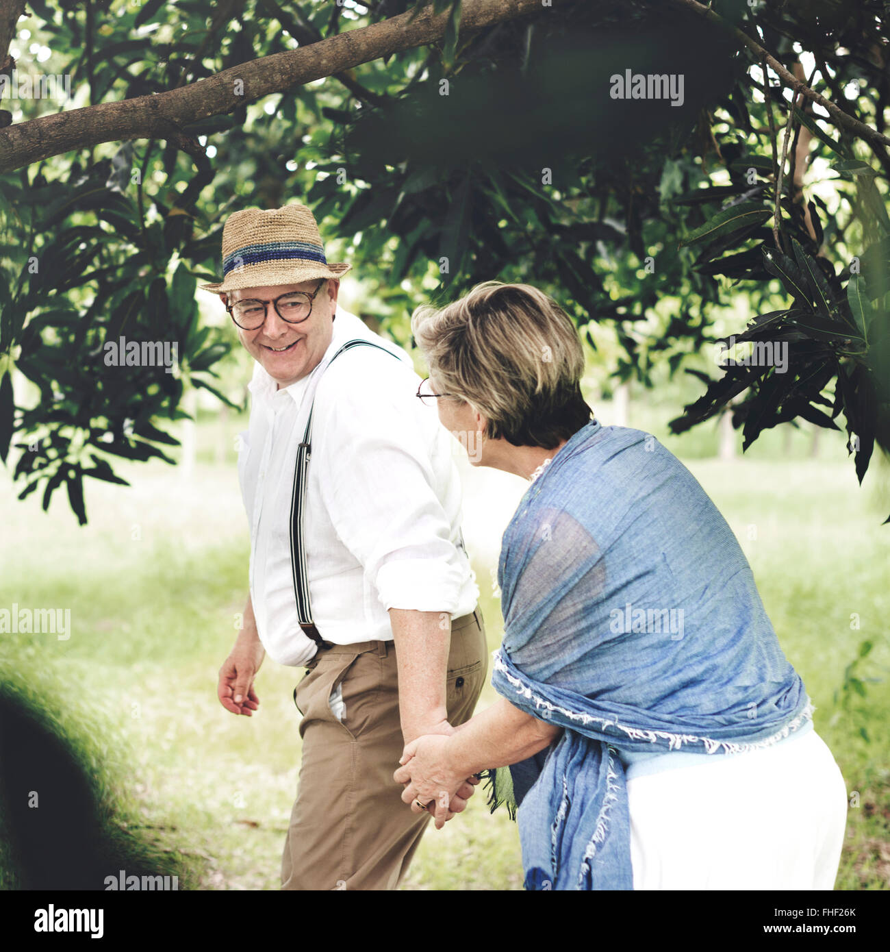 Senior Adult Couple Love Romance Nature Park Concept Stock Photo - Alamy