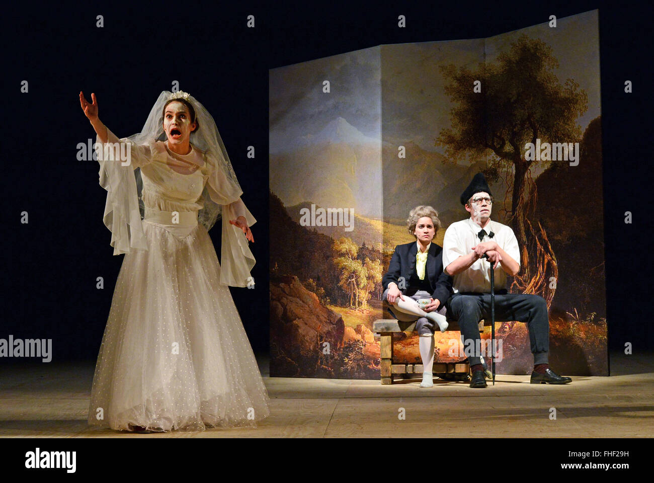 Weimar, Germany. 24th Feb, 2016. Nadja Robine (L-R) as Baucis, Simone ...