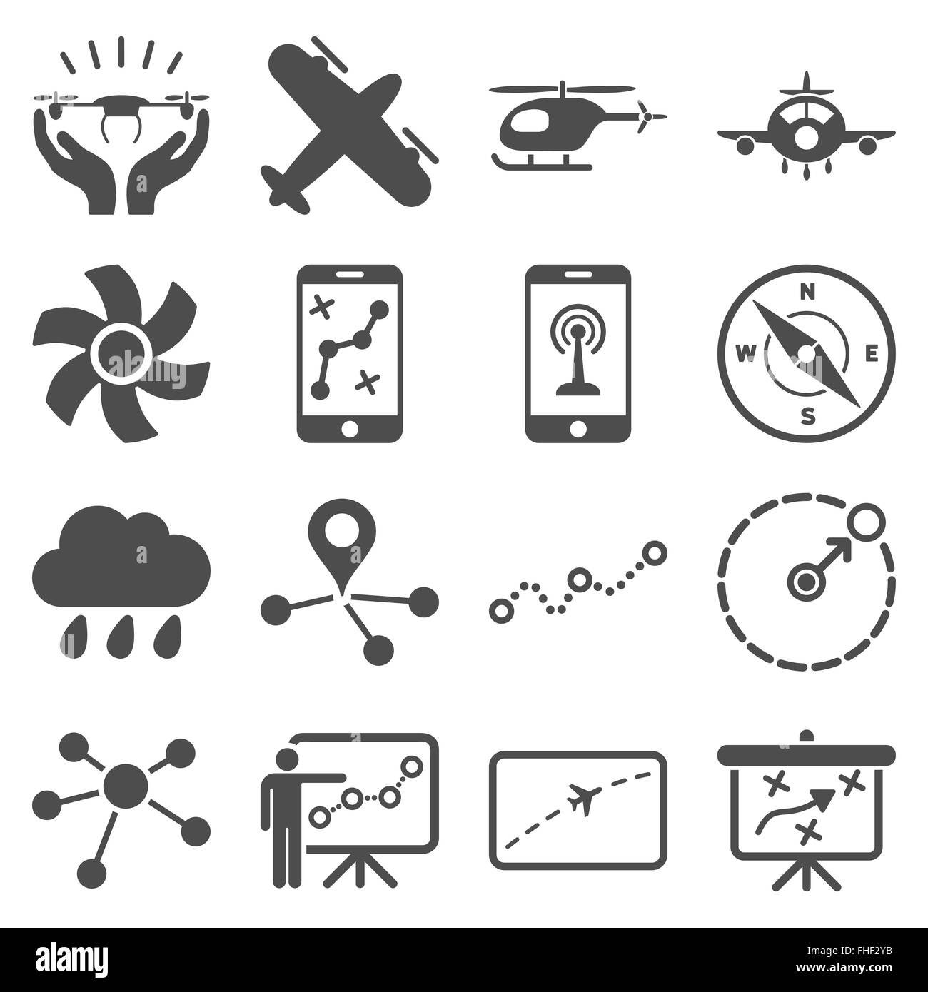 Aircraft navigation icon set Stock Photo - Alamy