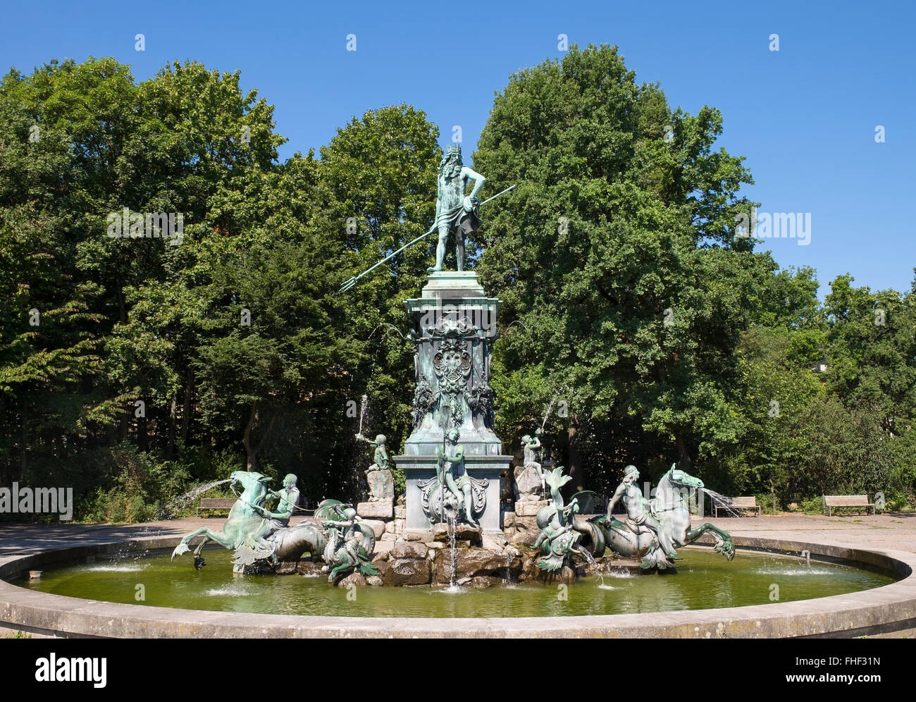 Neptune Fountain, municipal park, Nuremberg, Middle Franconia ...