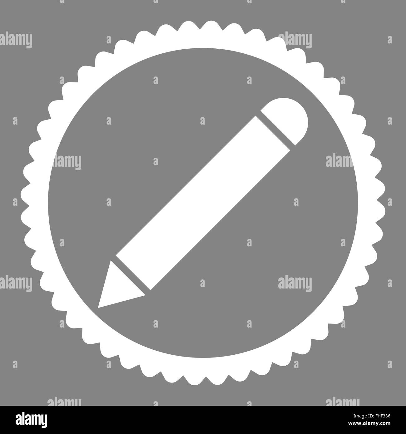 Pencil flat white color round stamp icon Stock Photo - Alamy