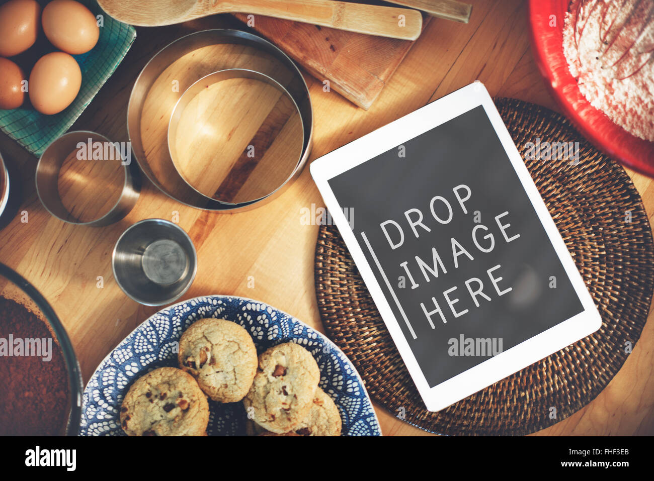 Digital Tablet Kitchen Bakery Cookies Copy Space Concept Stock Photo ...