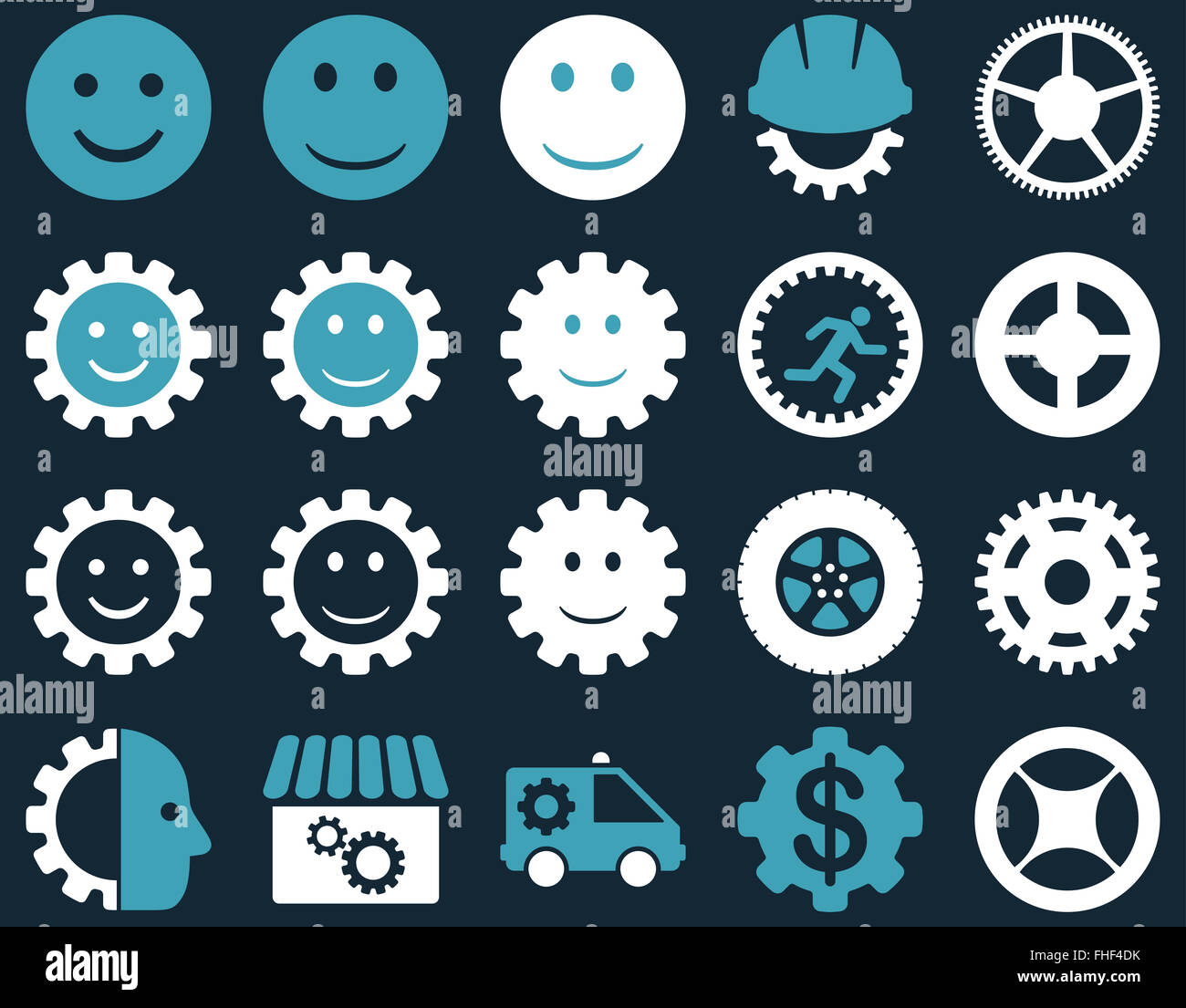Tools and Smile Gears Icons Stock Photo - Alamy
