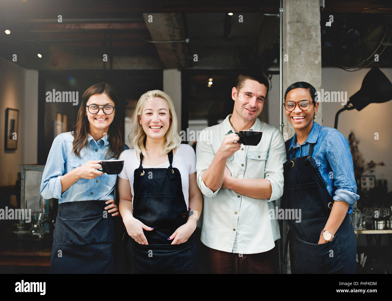Friends Partnership Barista Coffee Shop Concept Stock Photo - Alamy