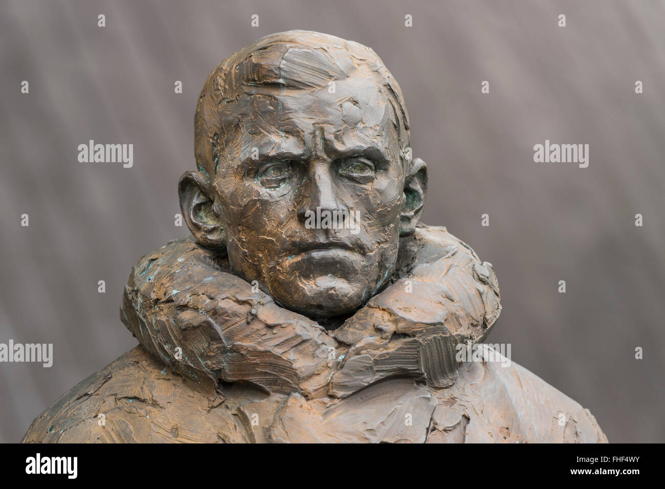 Sculpture of polar explorer Helmer Hanssen, member of the Norwegian ...