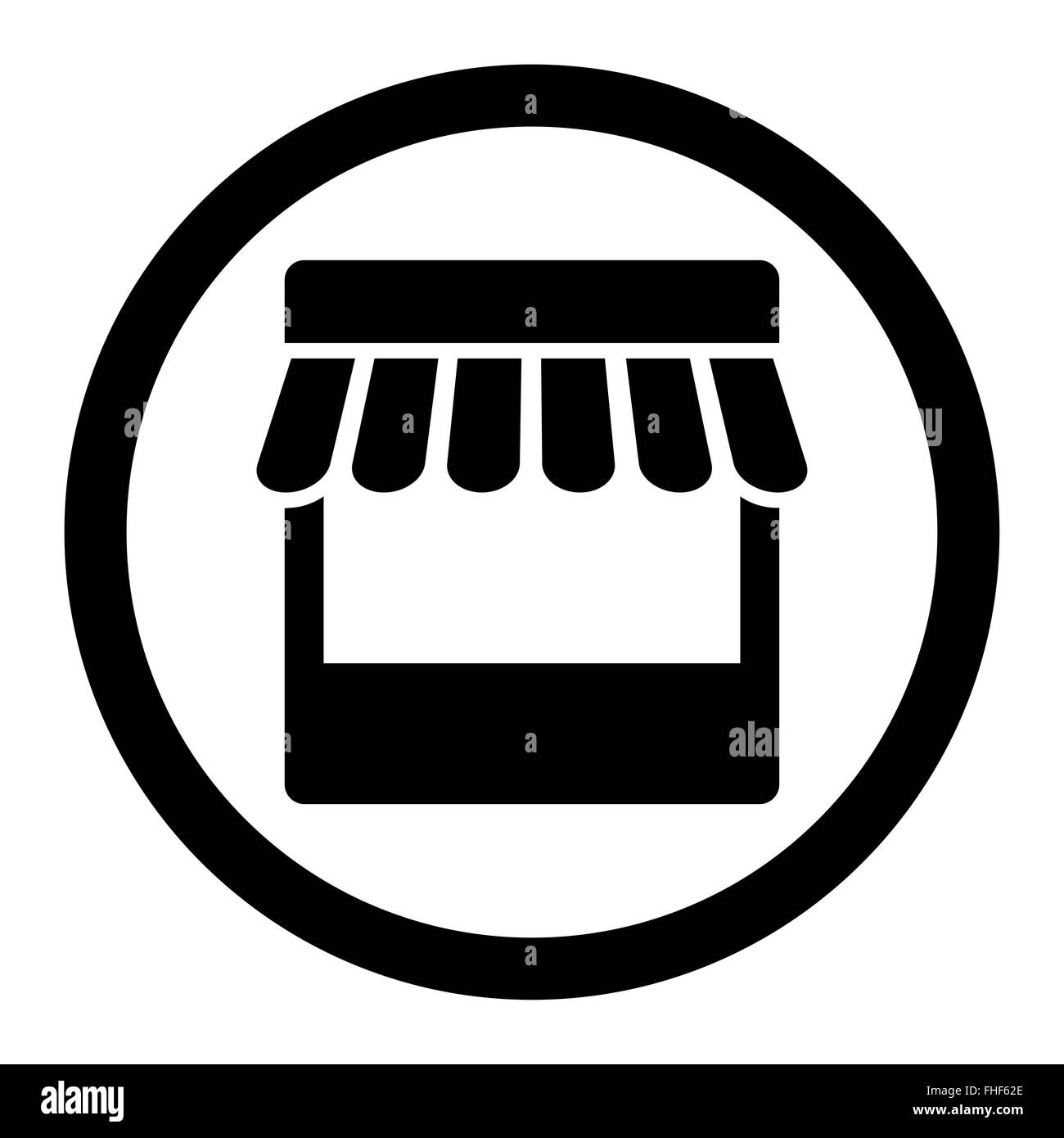 Store flat black color rounded vector icon Stock Photo - Alamy