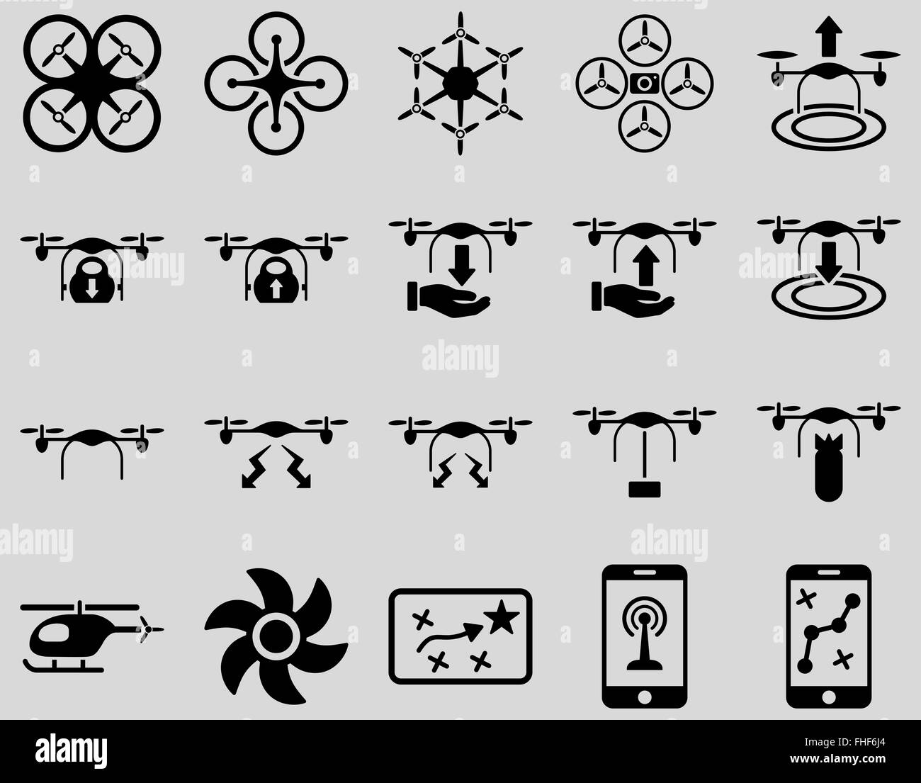 Air drone and quadcopter tool icons Stock Photo - Alamy