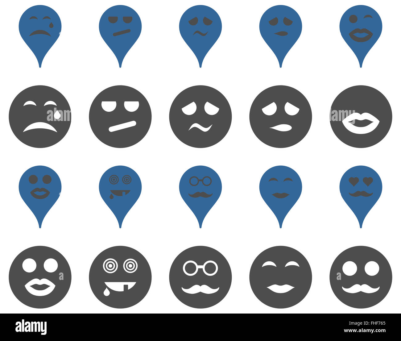 Smiles, map markers icons Stock Photo - Alamy