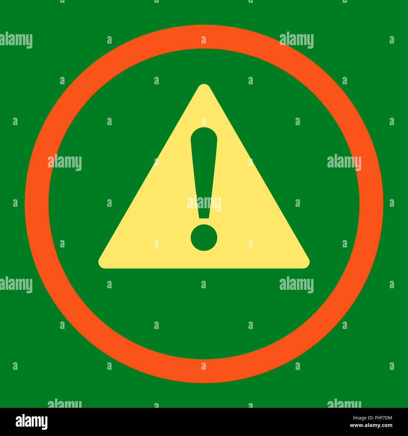 Warning flat orange and yellow colors rounded vector icon Stock Photo ...