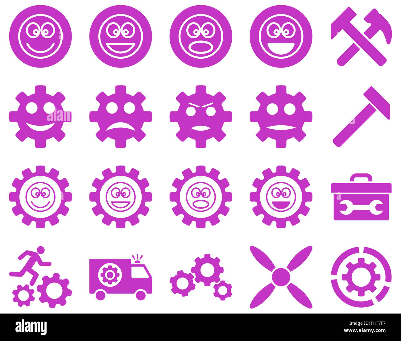 Tools and Smile Gears Icons Stock Photo - Alamy