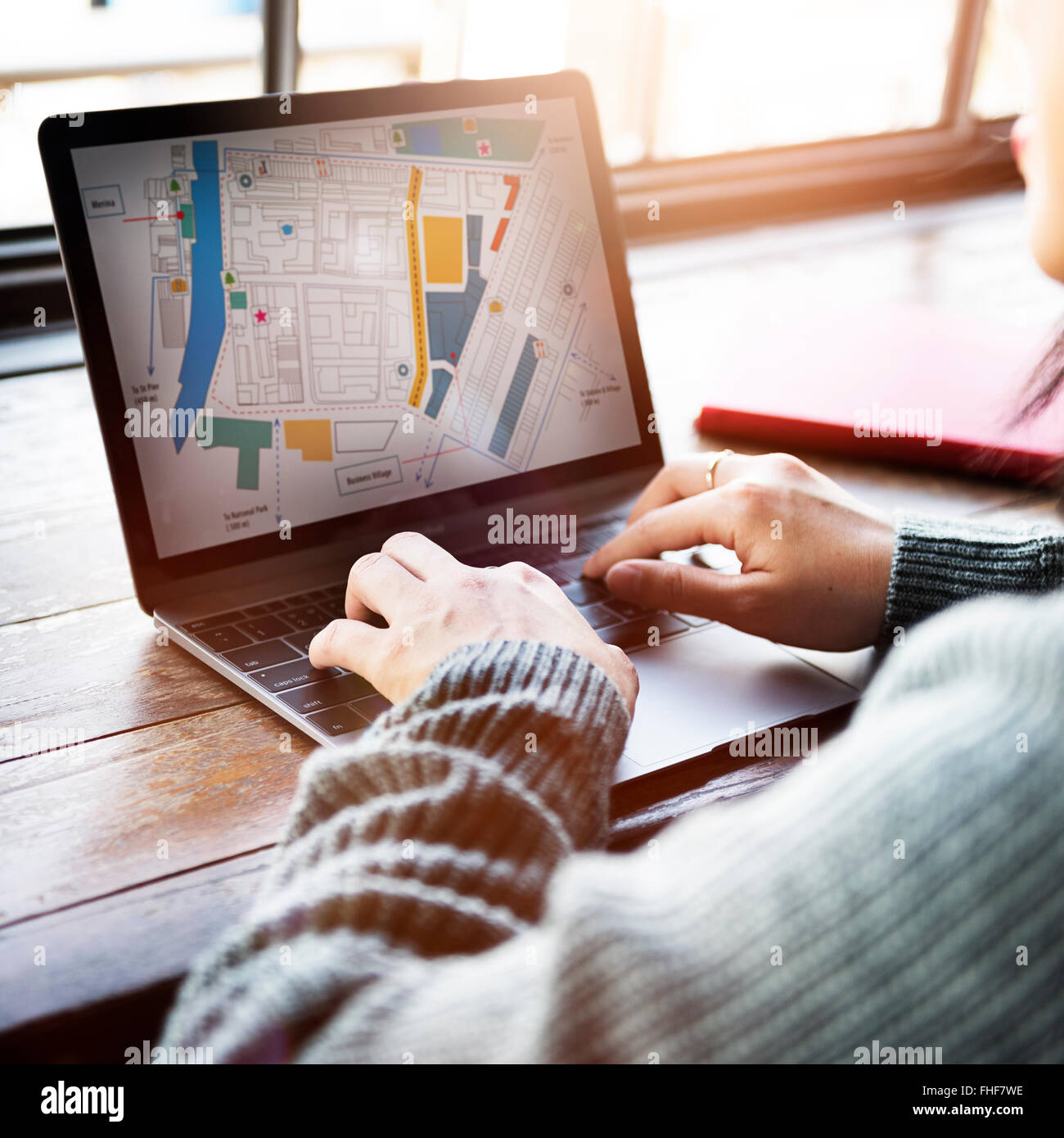 Asian Lady Looking at City Map Plan Concept Stock Photo - Alamy