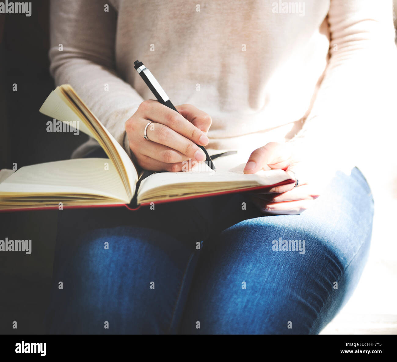 Asian Lady Writing Notebook Diary Concept Stock Photo - Alamy