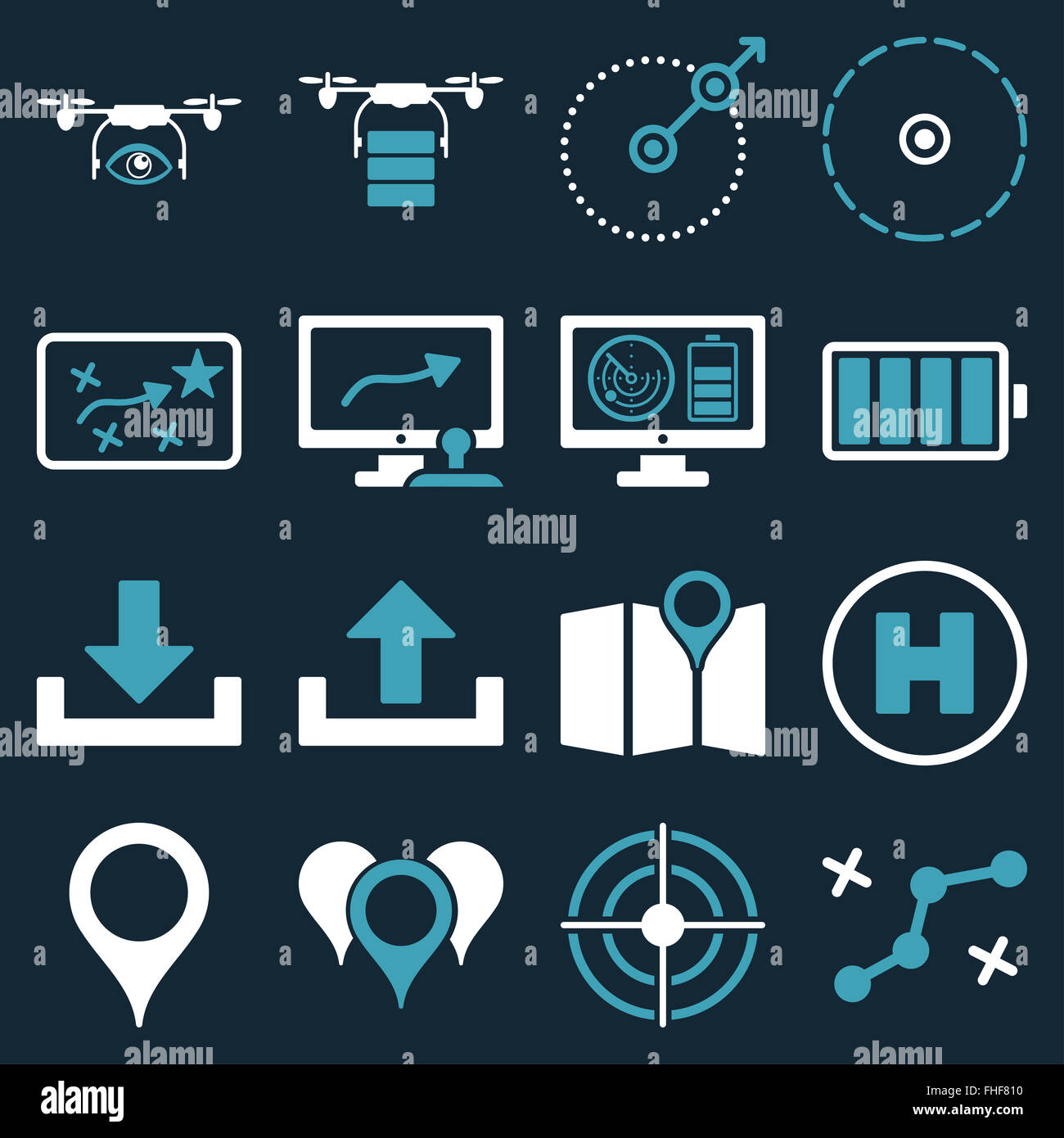 Drone control icon set Stock Photo - Alamy