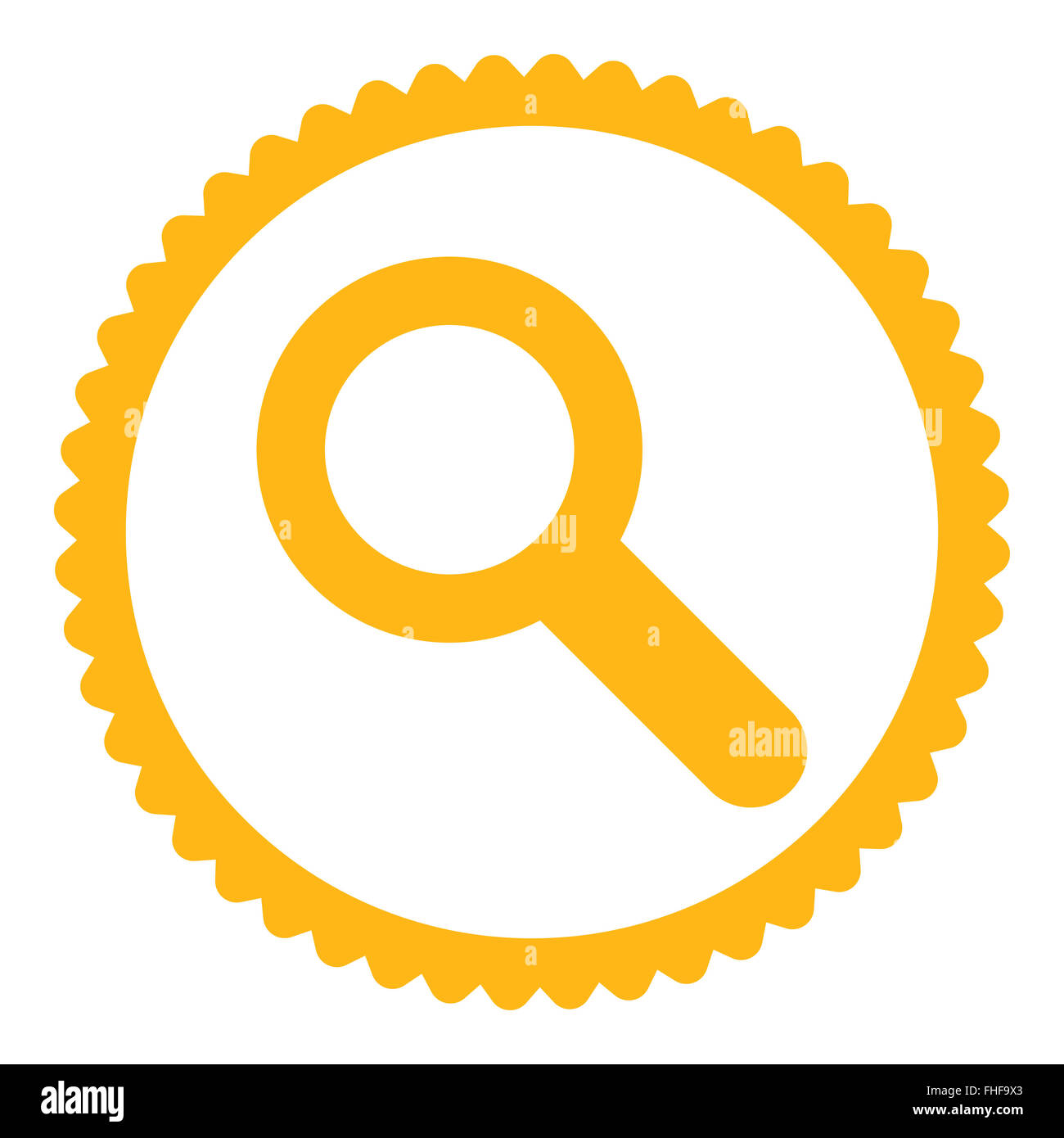 Search flat yellow color round stamp icon Stock Photo - Alamy