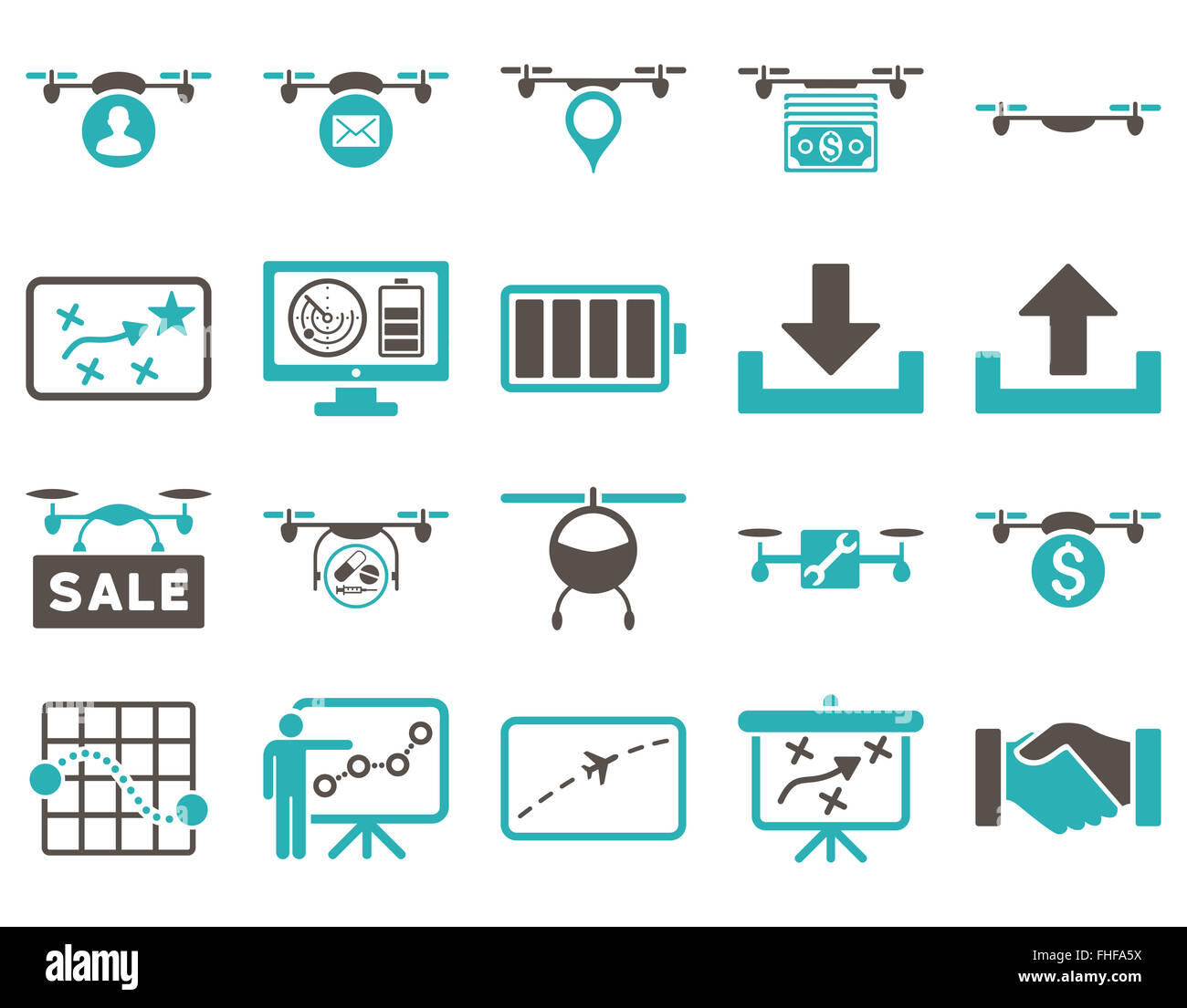 Air drone and quadcopter tool icons Stock Photo - Alamy