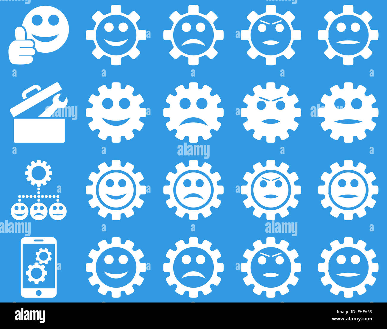 Tools and Smile Gears Icons Stock Photo - Alamy