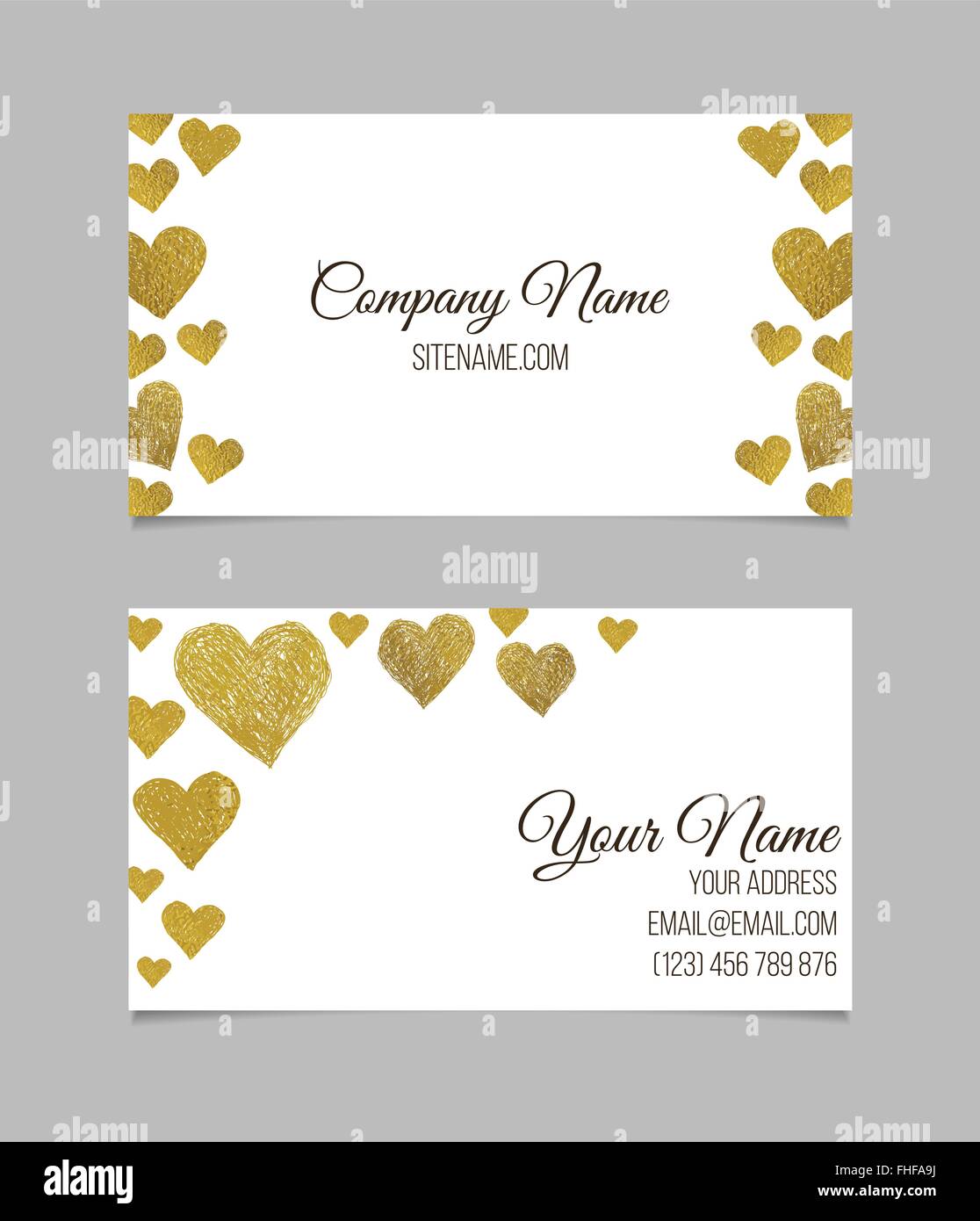 Visiting card with golden foil heart shape design Stock Vector Image ...