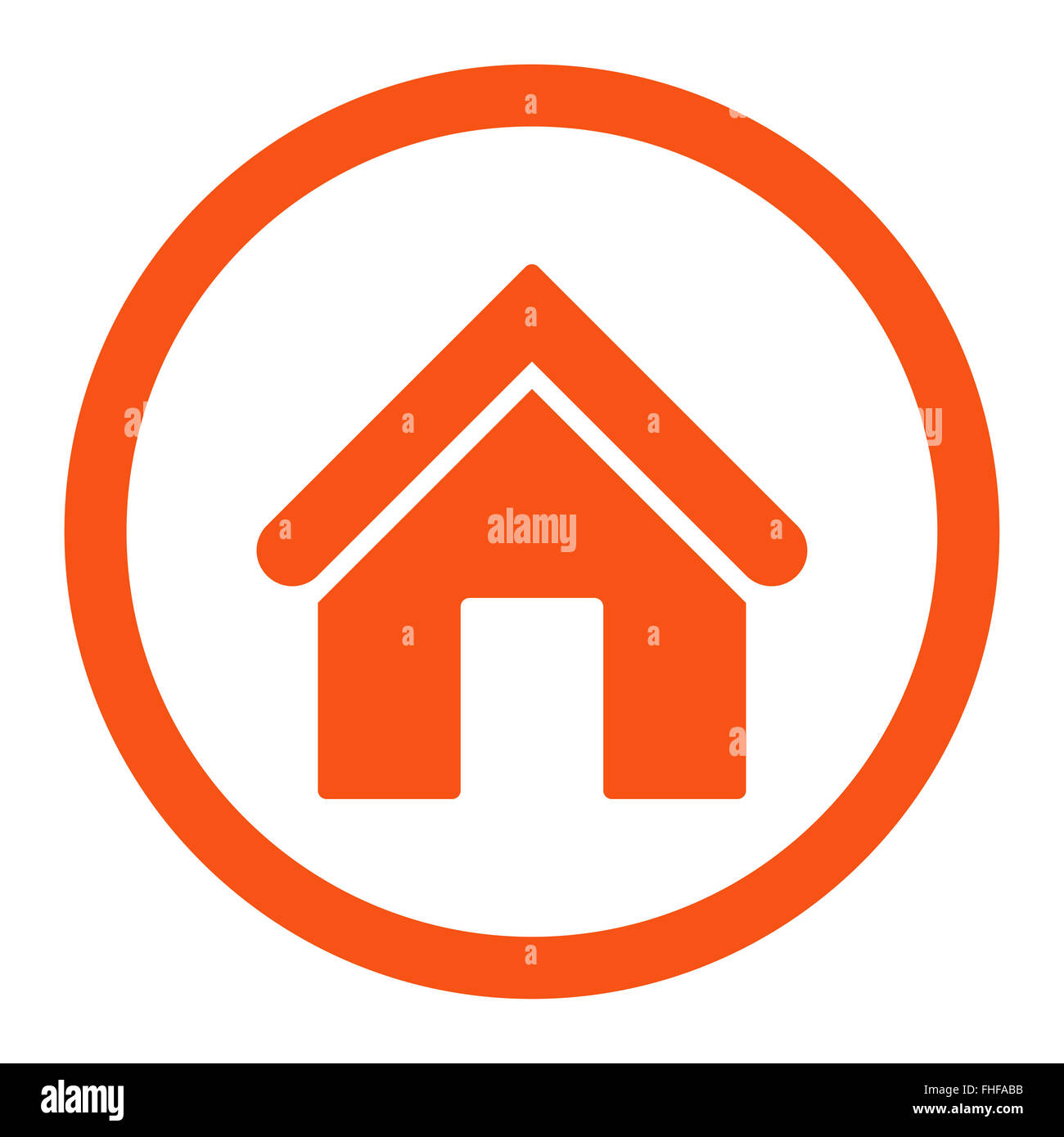 Home flat orange color rounded vector icon Stock Photo - Alamy