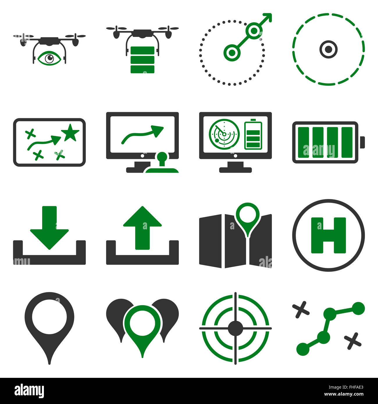 Drone control icon set Stock Photo - Alamy
