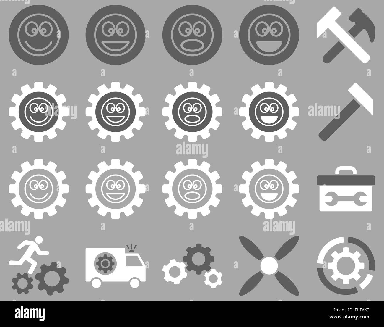 Tools and Smile Gears Icons Stock Photo - Alamy