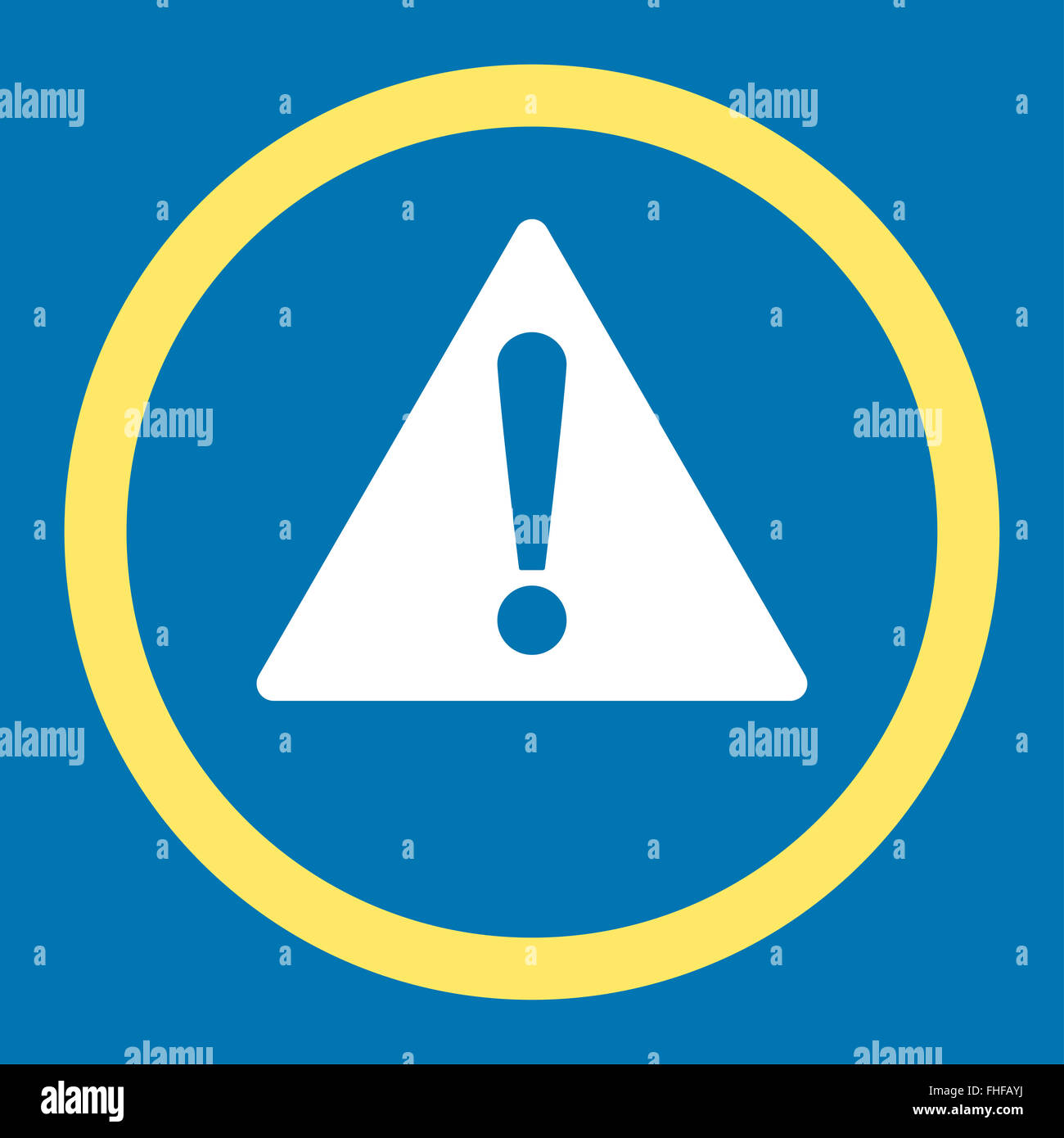 Warning flat yellow and white colors rounded vector icon Stock Photo ...