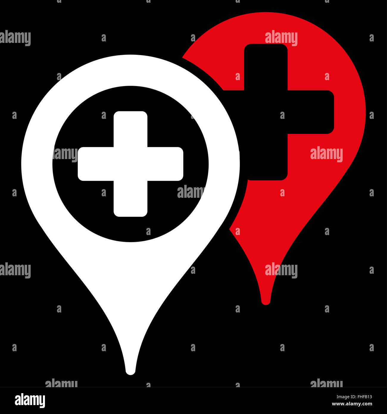 Hospital Map Markers Icon Stock Photo - Alamy
