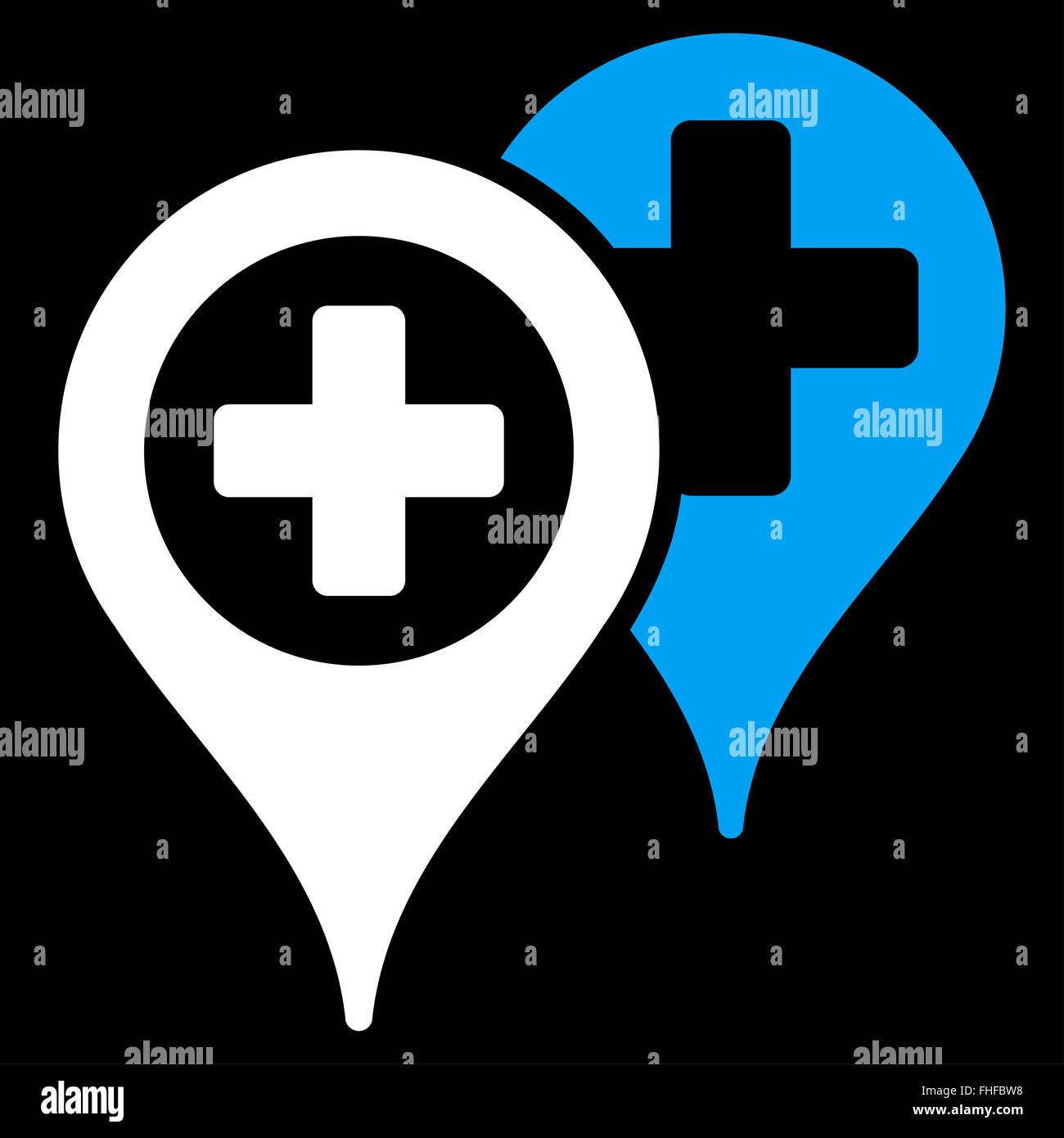 Hospital Map Markers Icon Stock Photo - Alamy