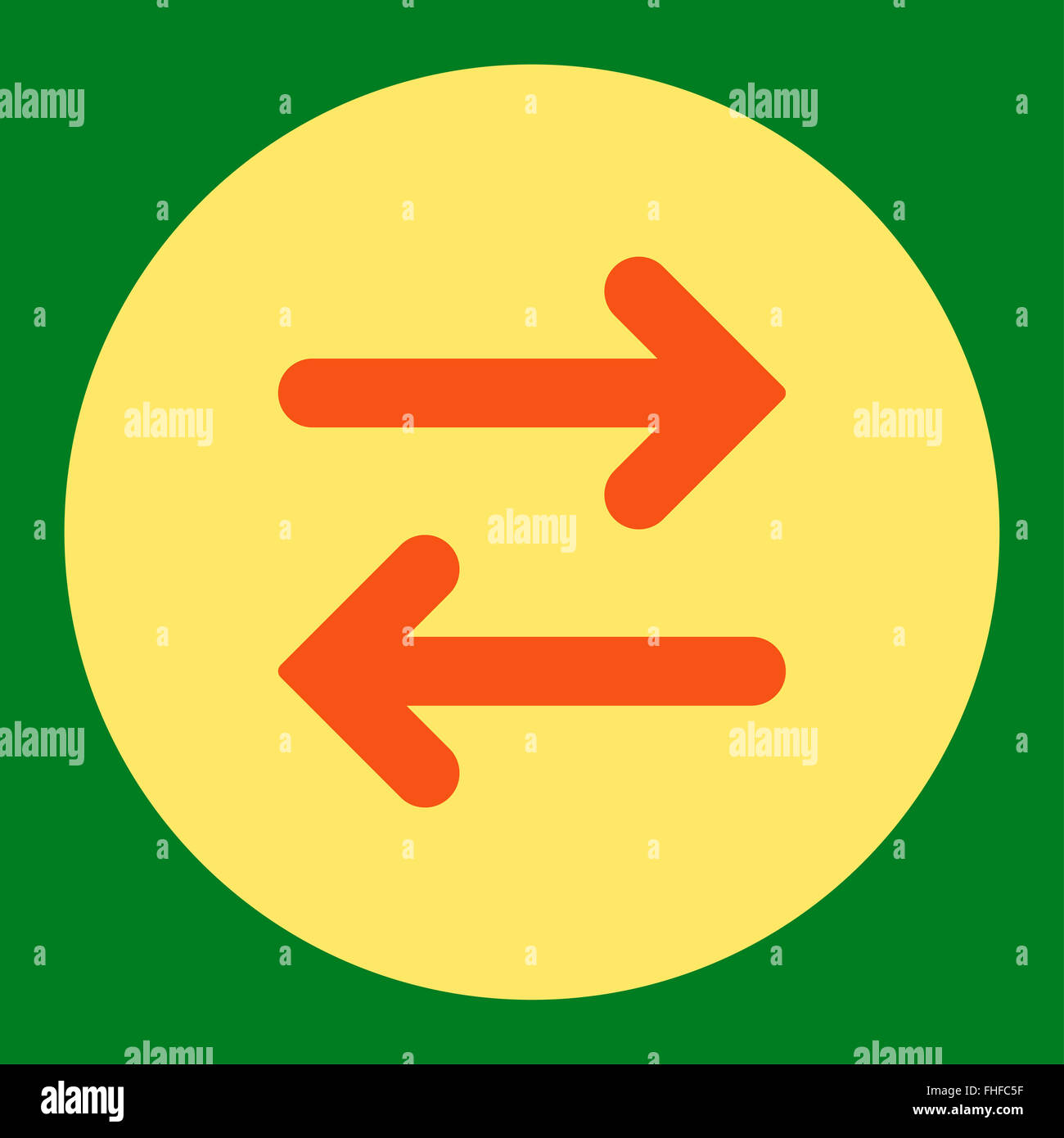 Flip Horizontal flat orange and yellow colors round button Stock Photo ...