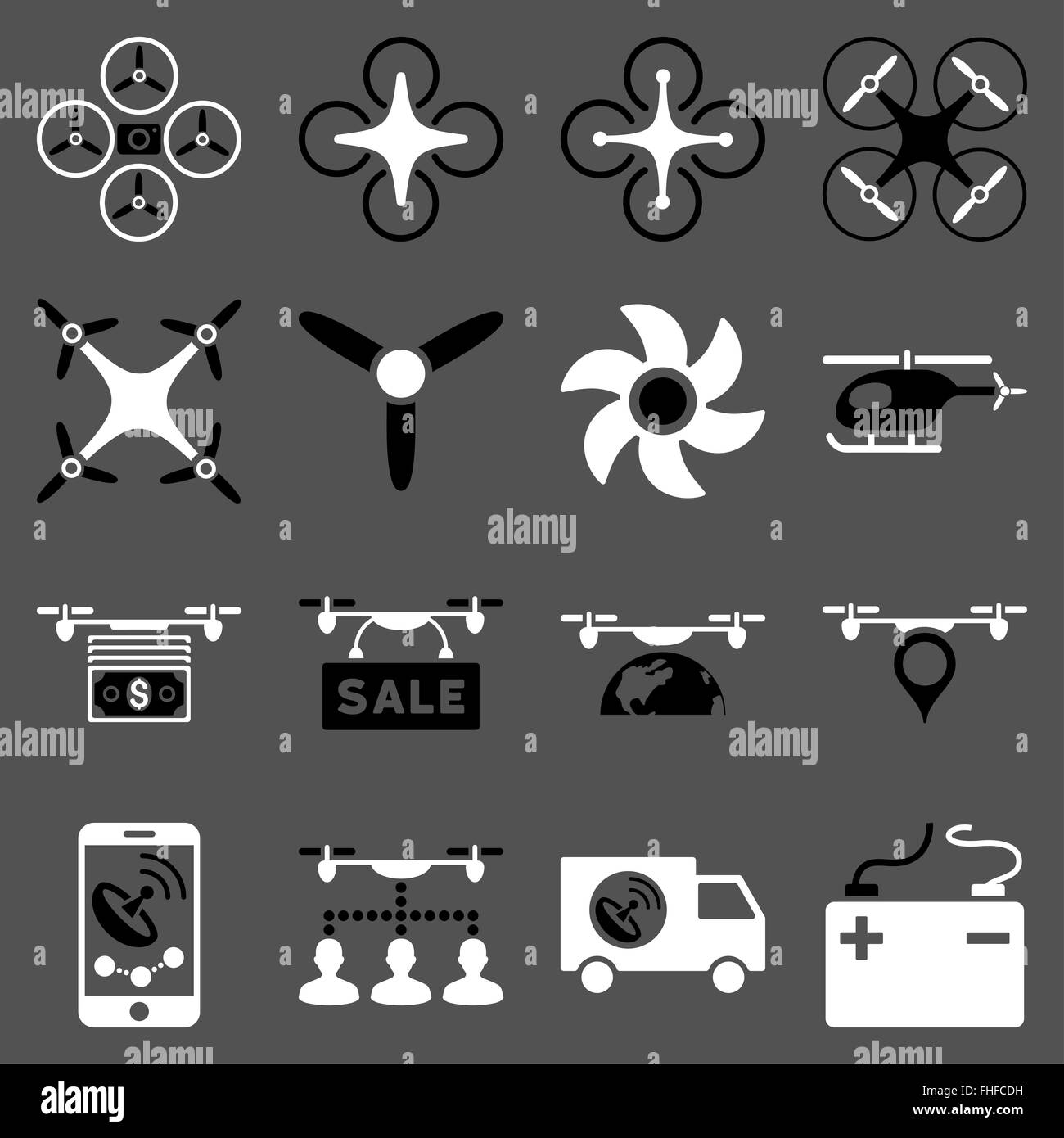 Drone service icon set Stock Photo - Alamy