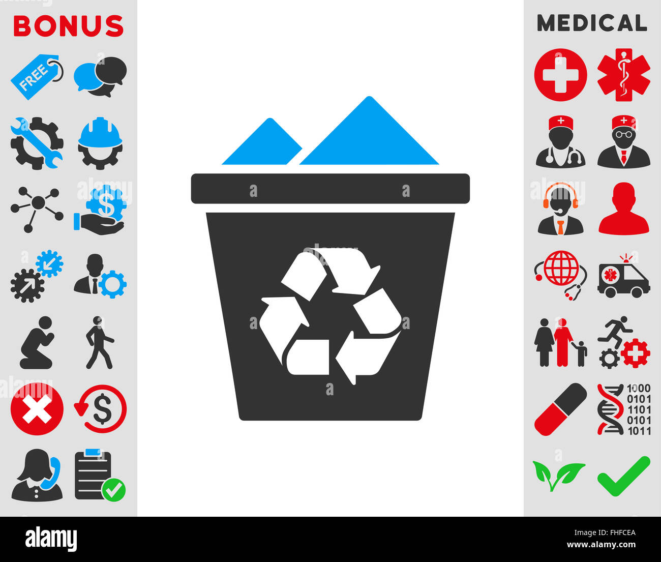 Full Recycle Bin Icon Stock Photo - Alamy