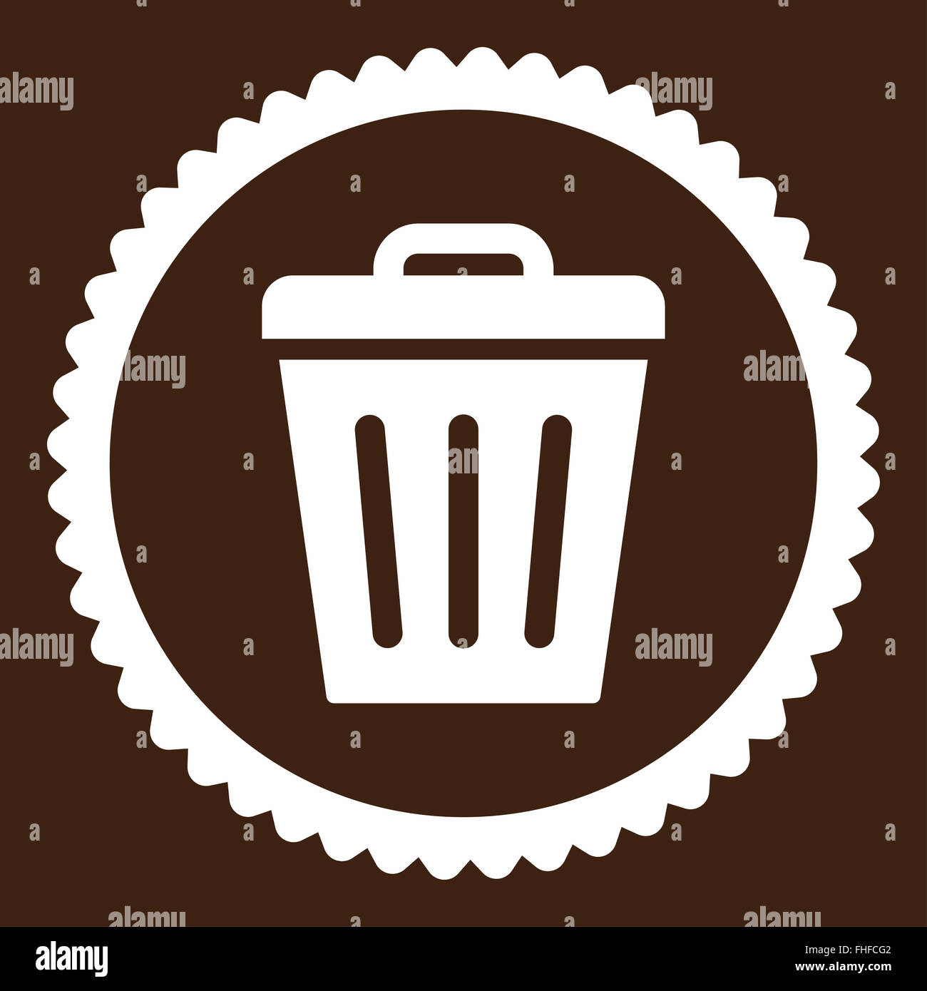 Trash Can flat white color round stamp icon Stock Photo - Alamy