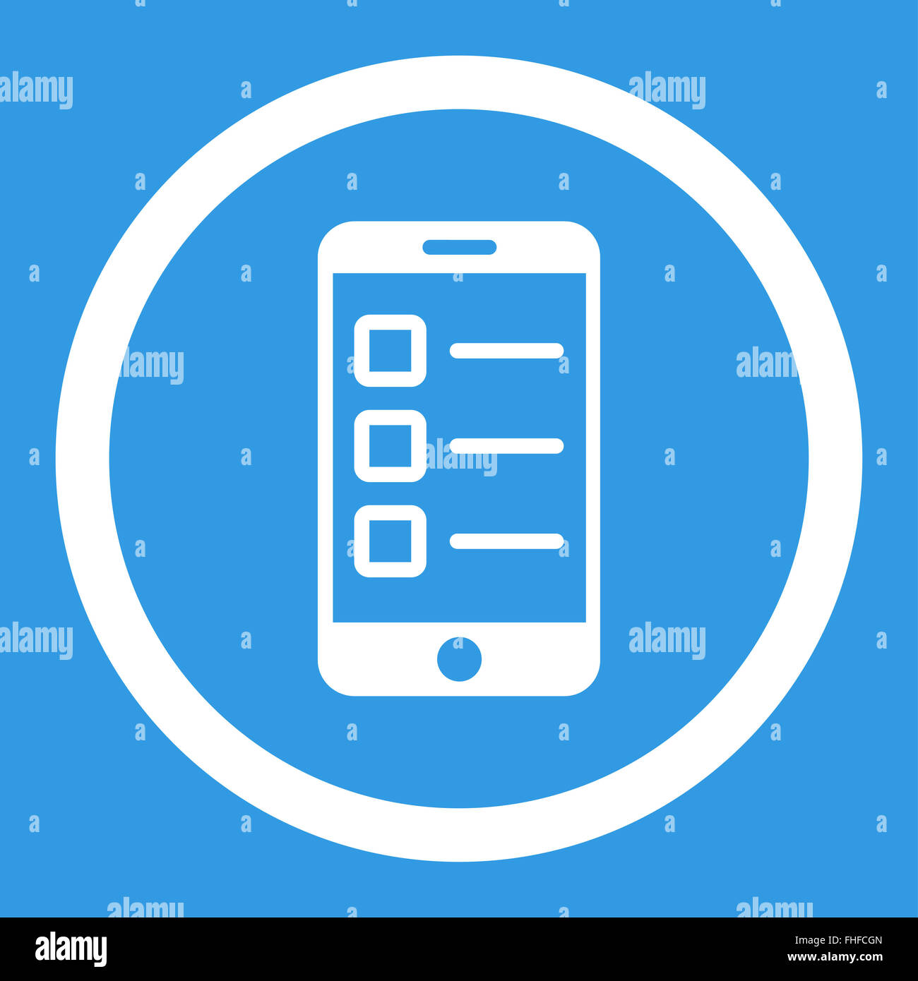 Mobile test flat white color rounded vector icon Stock Photo - Alamy