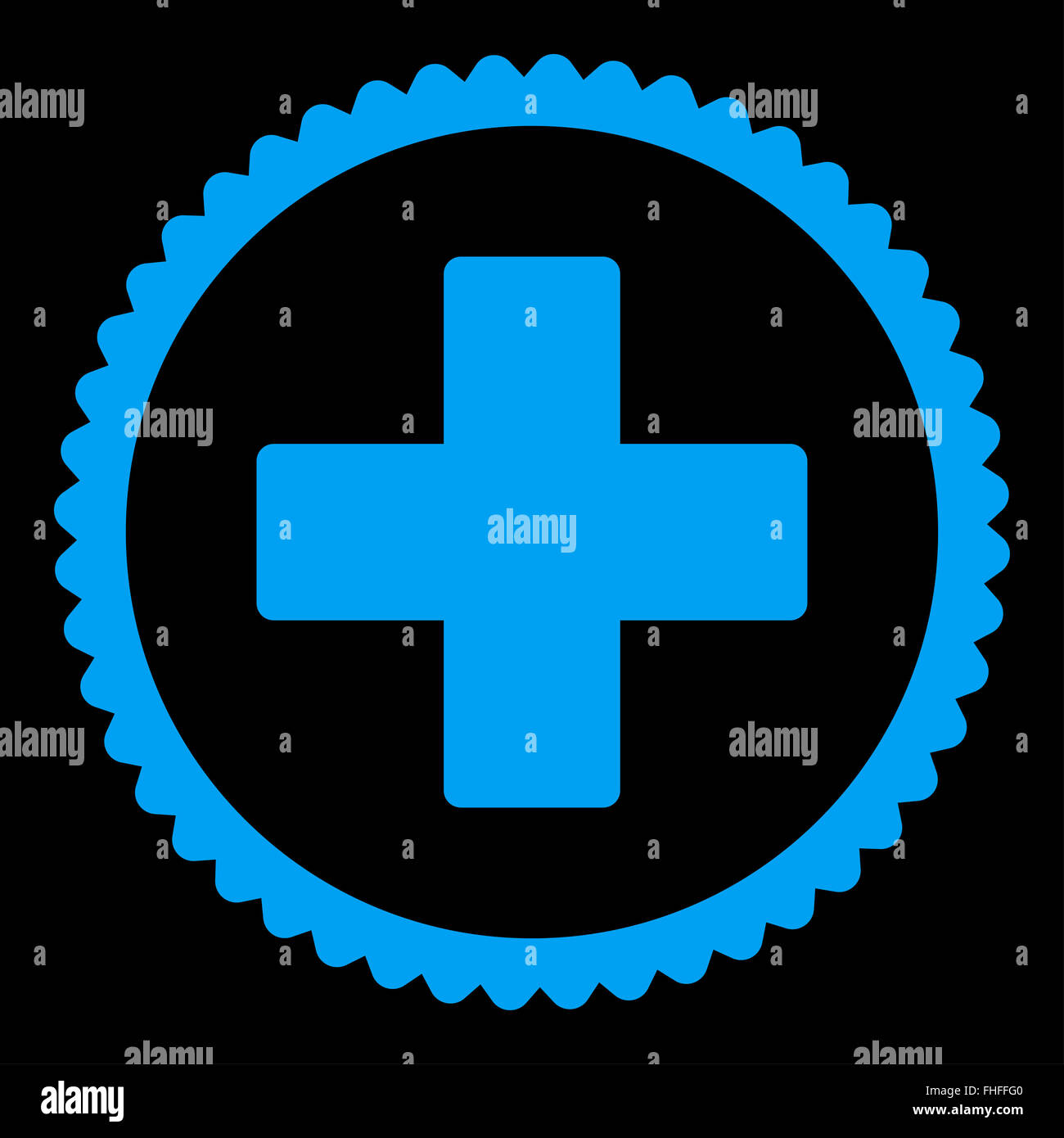 Plus flat blue color round stamp icon Stock Photo - Alamy
