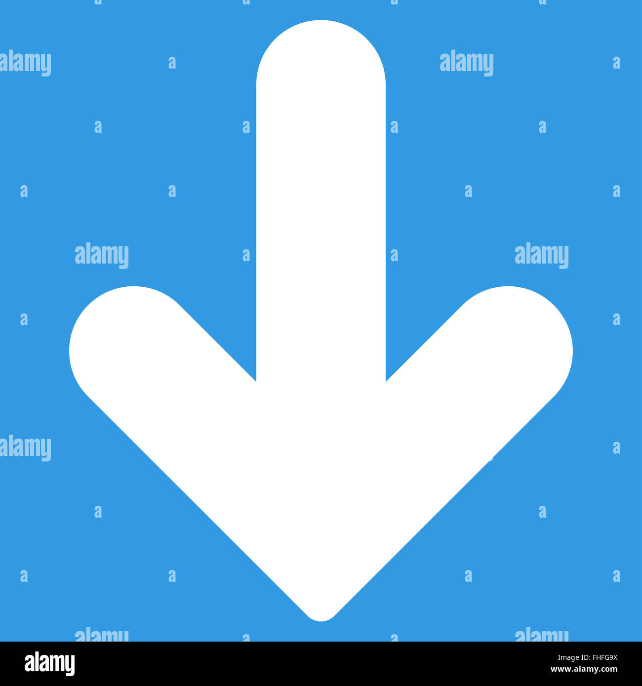 Arrow Down flat white color icon Stock Photo - Alamy