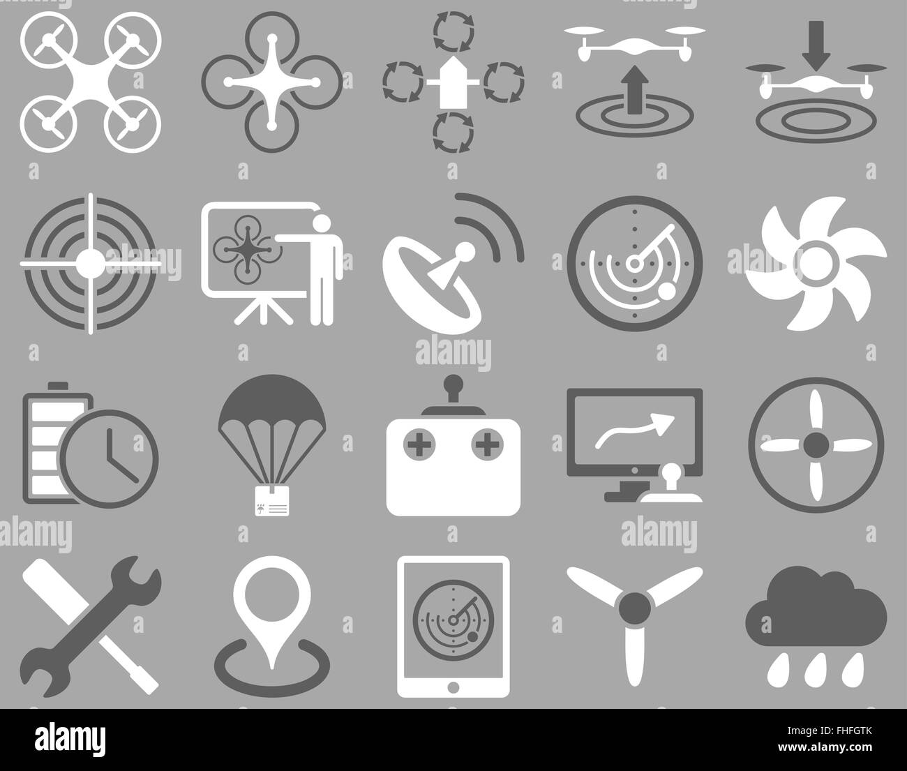 Air drone and quadcopter tool icons Stock Photo - Alamy
