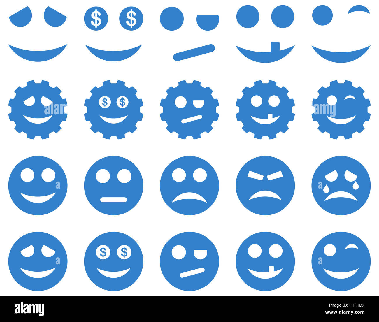 Tools, gears, smiles, emoticons icons Stock Photo - Alamy