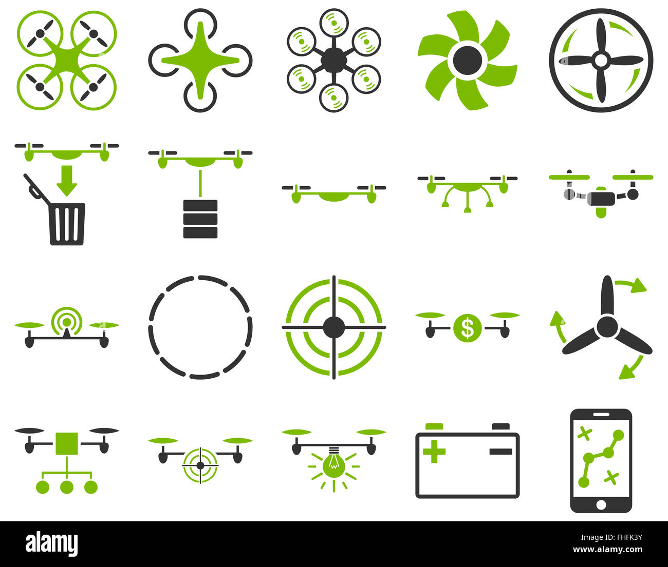 Air drone and quadcopter tool icons Stock Photo - Alamy