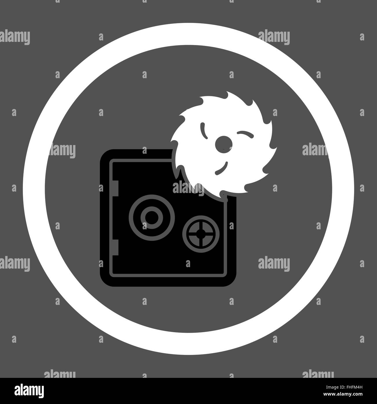 Hacking theft flat black and white colors rounded vector icon Stock ...