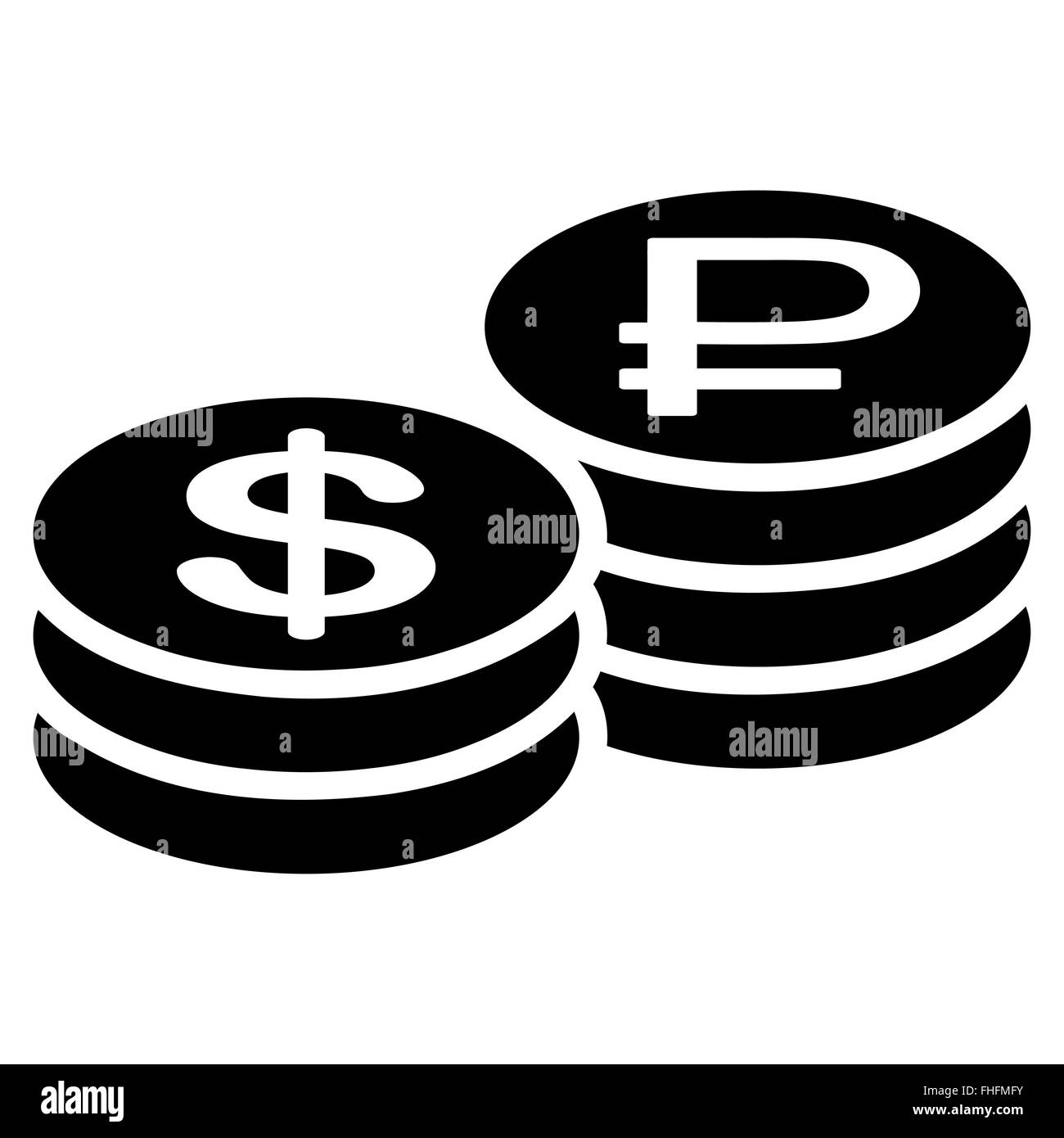 Rouble And Dollar Coins Icon Stock Photo - Alamy