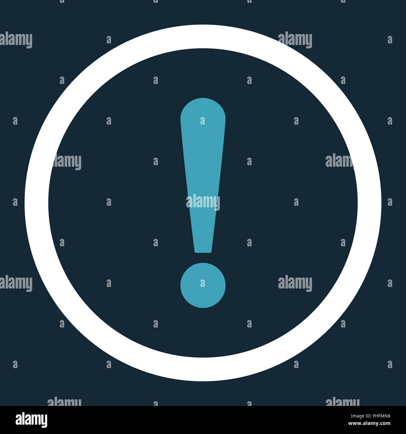 Exclamation Sign flat blue and white colors rounded raster icon Stock ...