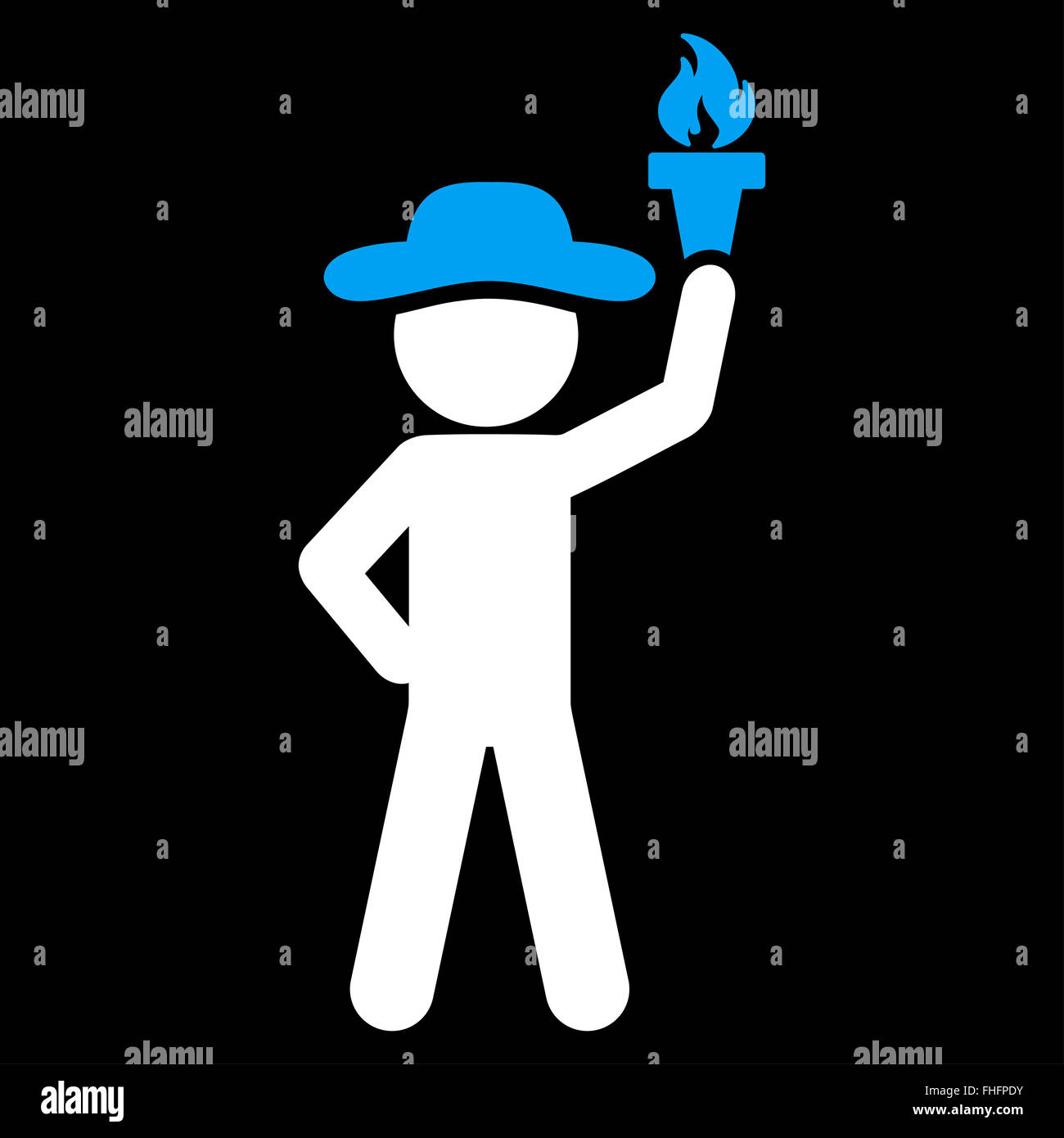 Male With Freedom Torch Icon Stock Photo - Alamy