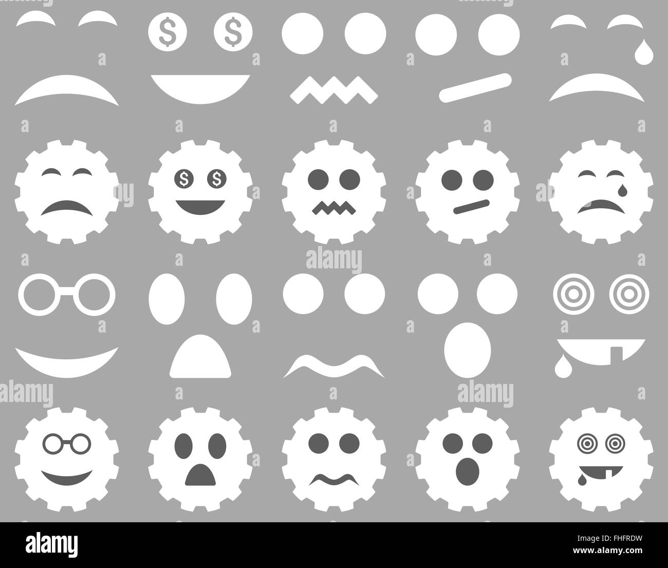 Tool, gear, smile, emotion icons Stock Photo - Alamy