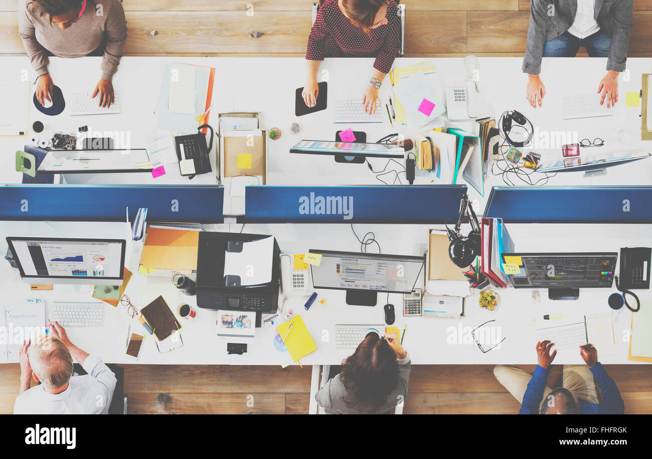 Office Team Working Togetherness Workplace Concept Stock Photo - Alamy